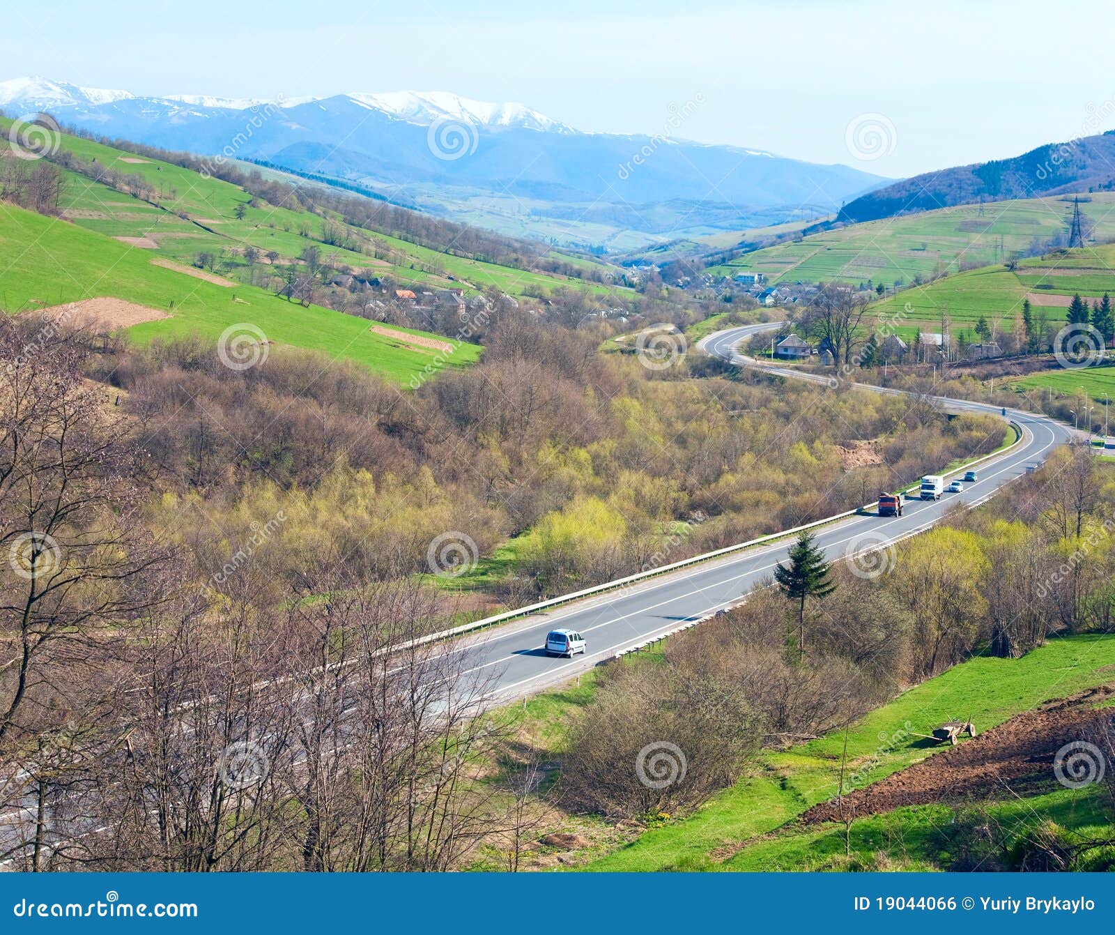 Spring Mountain Country Valley View Stock Photo - Image of agriculture ...