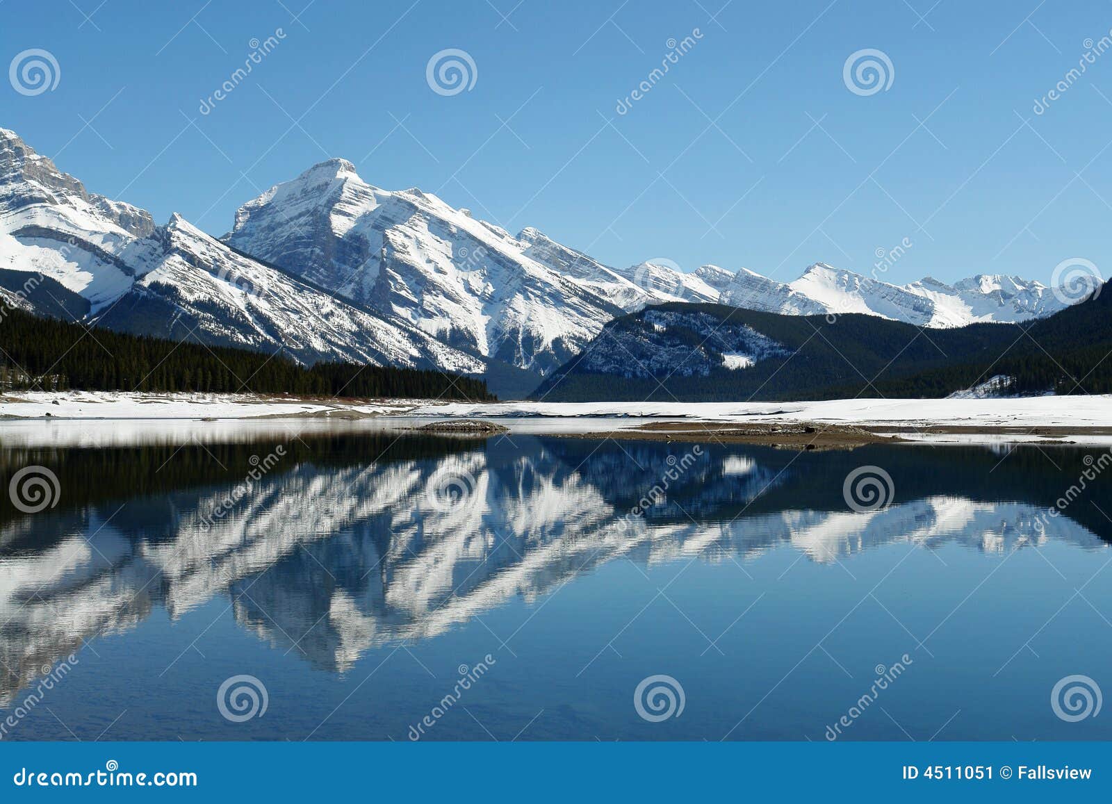 Spring mountain lake stock image. Image of kananaskis - 4511051
