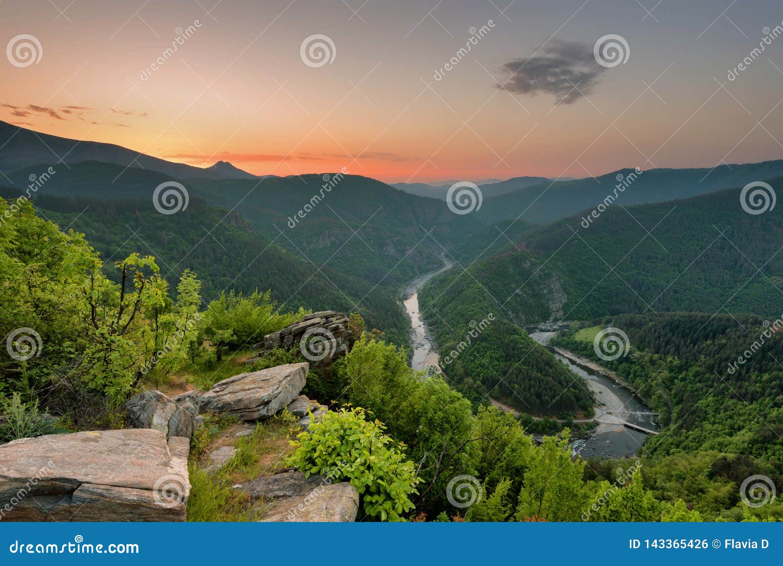 Spring Mountain / Panoramic View of a Spring Forest and Meanders of ...
