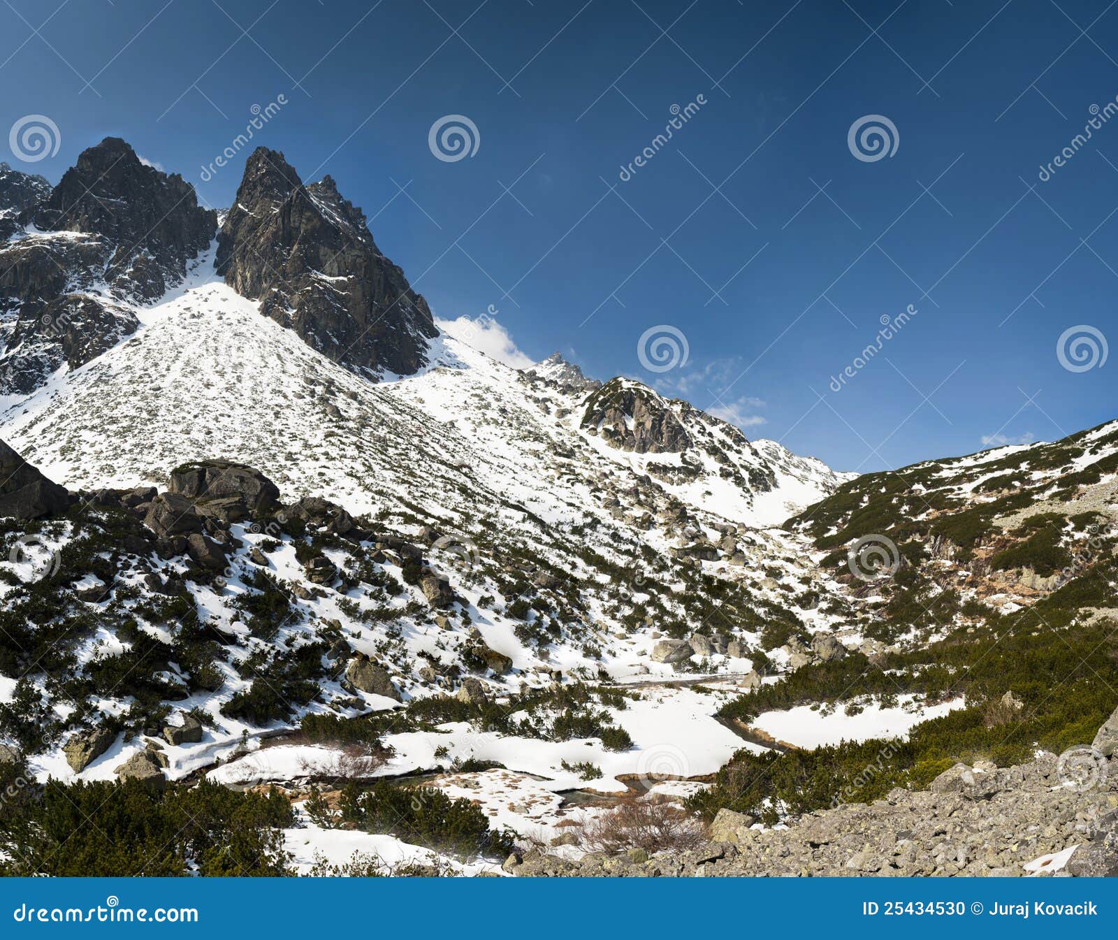 Spring in a Mountain Valley Stock Photo - Image of spring, landscape ...