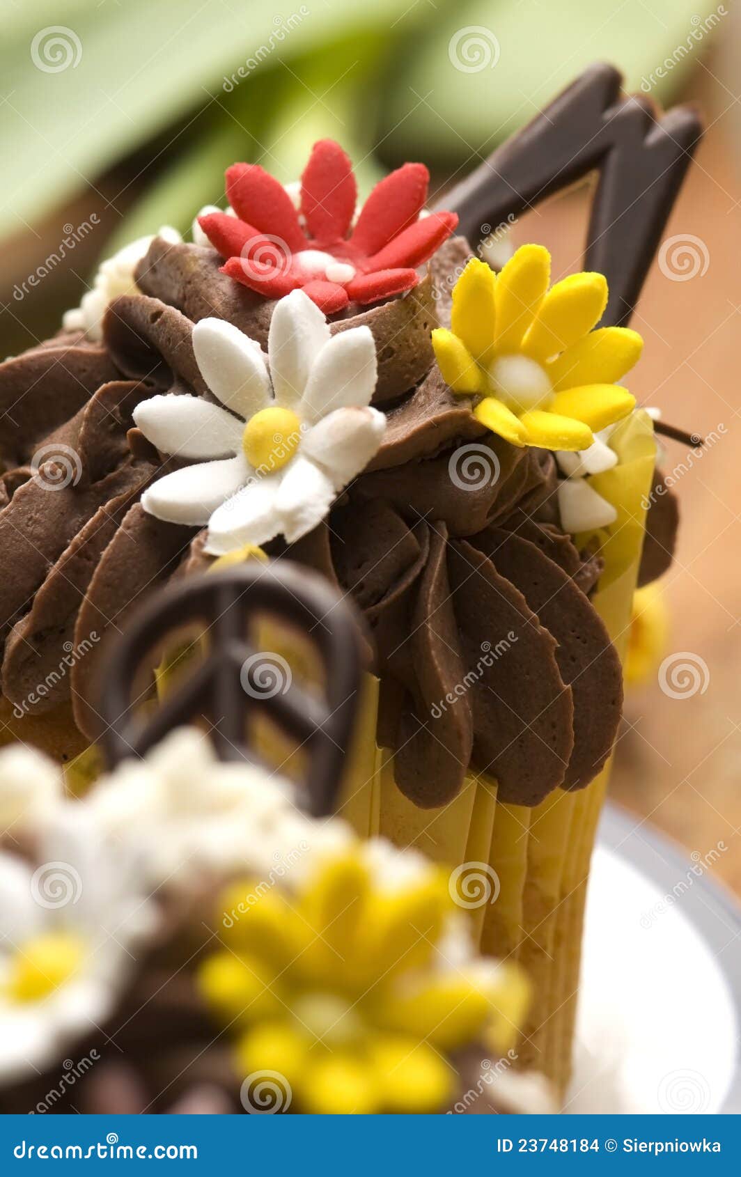 Spring Muffins Decorated with Flower Stock Photo - Image of vase ...