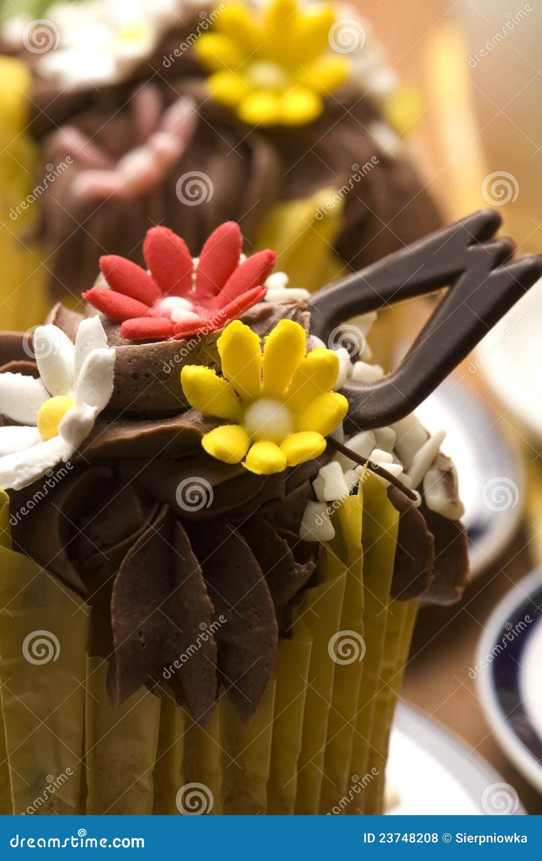 Spring Muffins Decorated with Flower Stock Photo - Image of vase ...