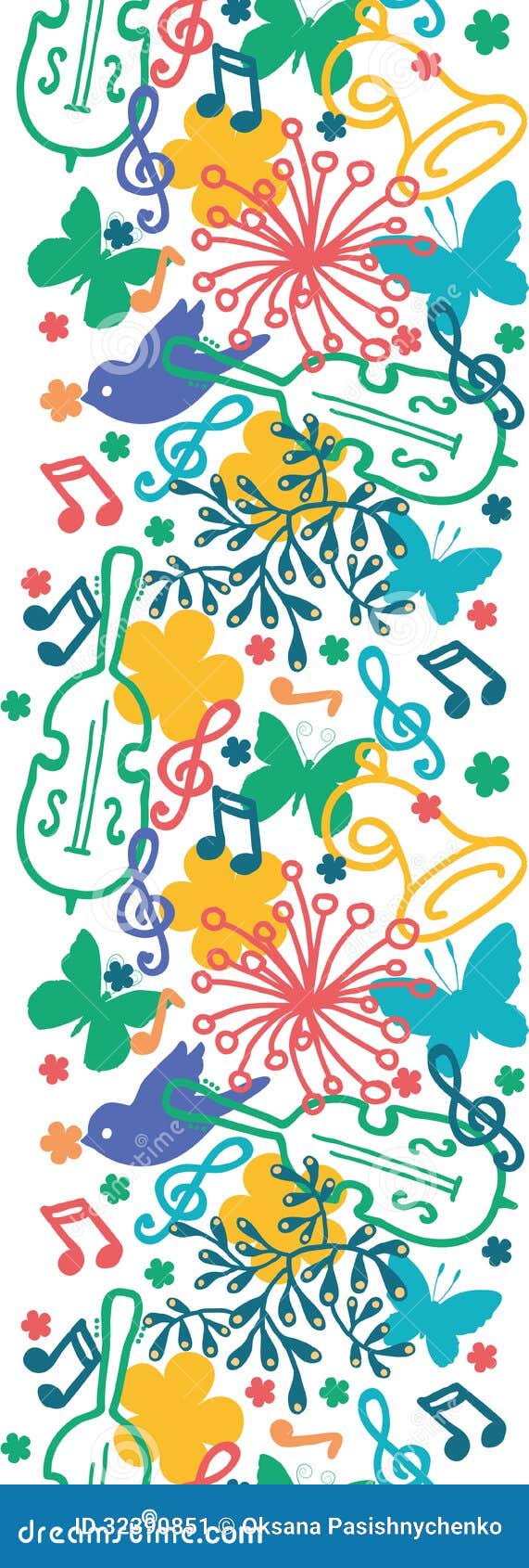 Spring Music Symphony Vertical Seamless Pattern Stock Vector ...