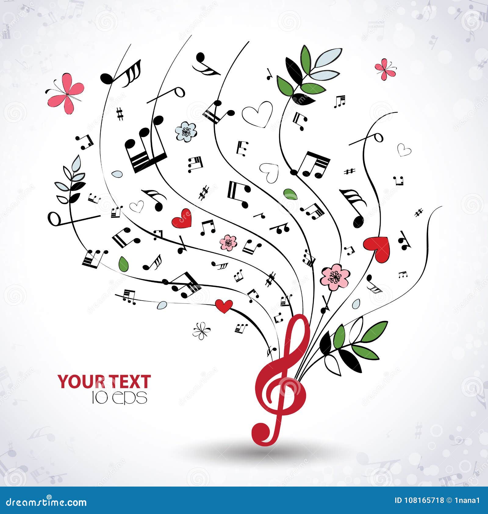 Spring Musical Poster With Treble Clef And Notes Vector Illustration ...