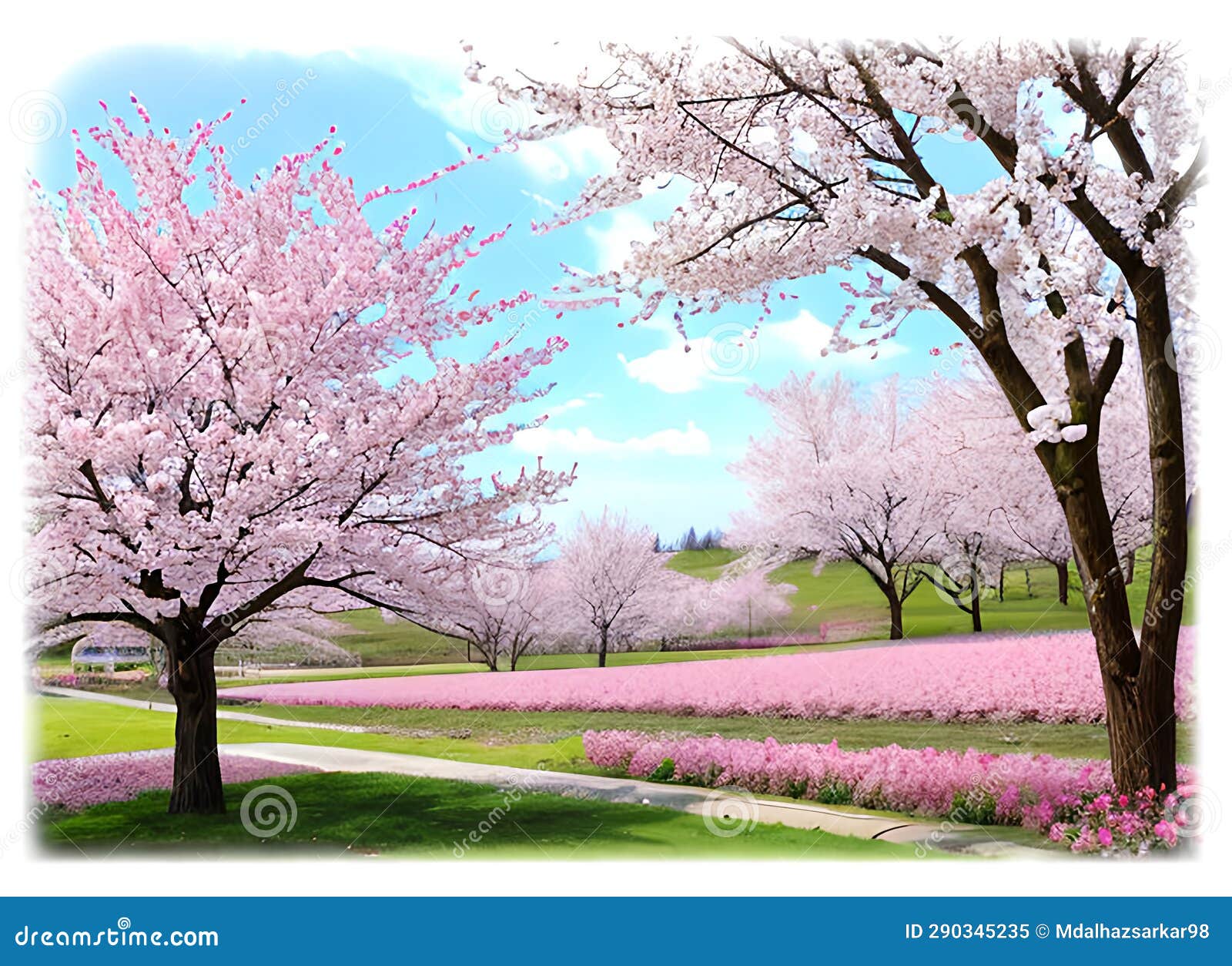 Spring nature blossom stock illustration. Illustration of green - 290345235