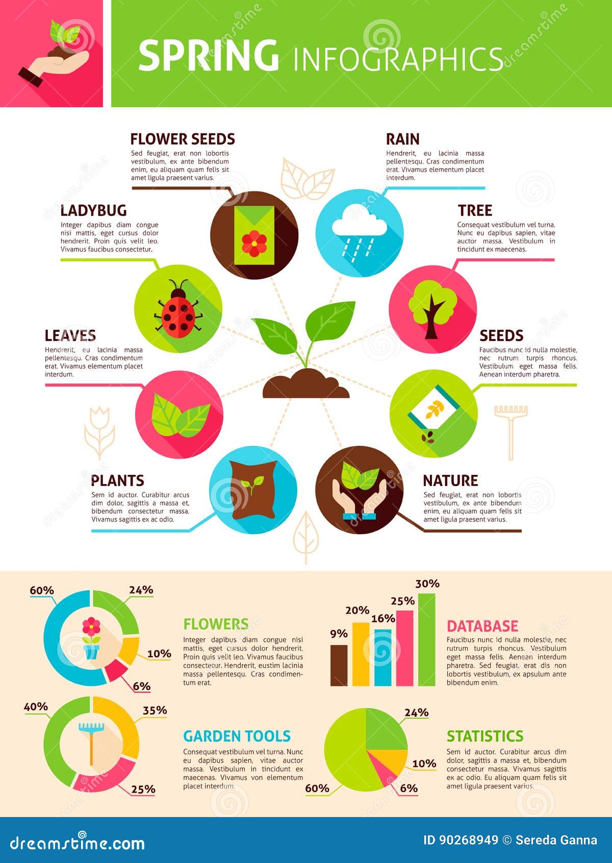 Spring Nature Infographics stock vector. Illustration of graph - 90268949