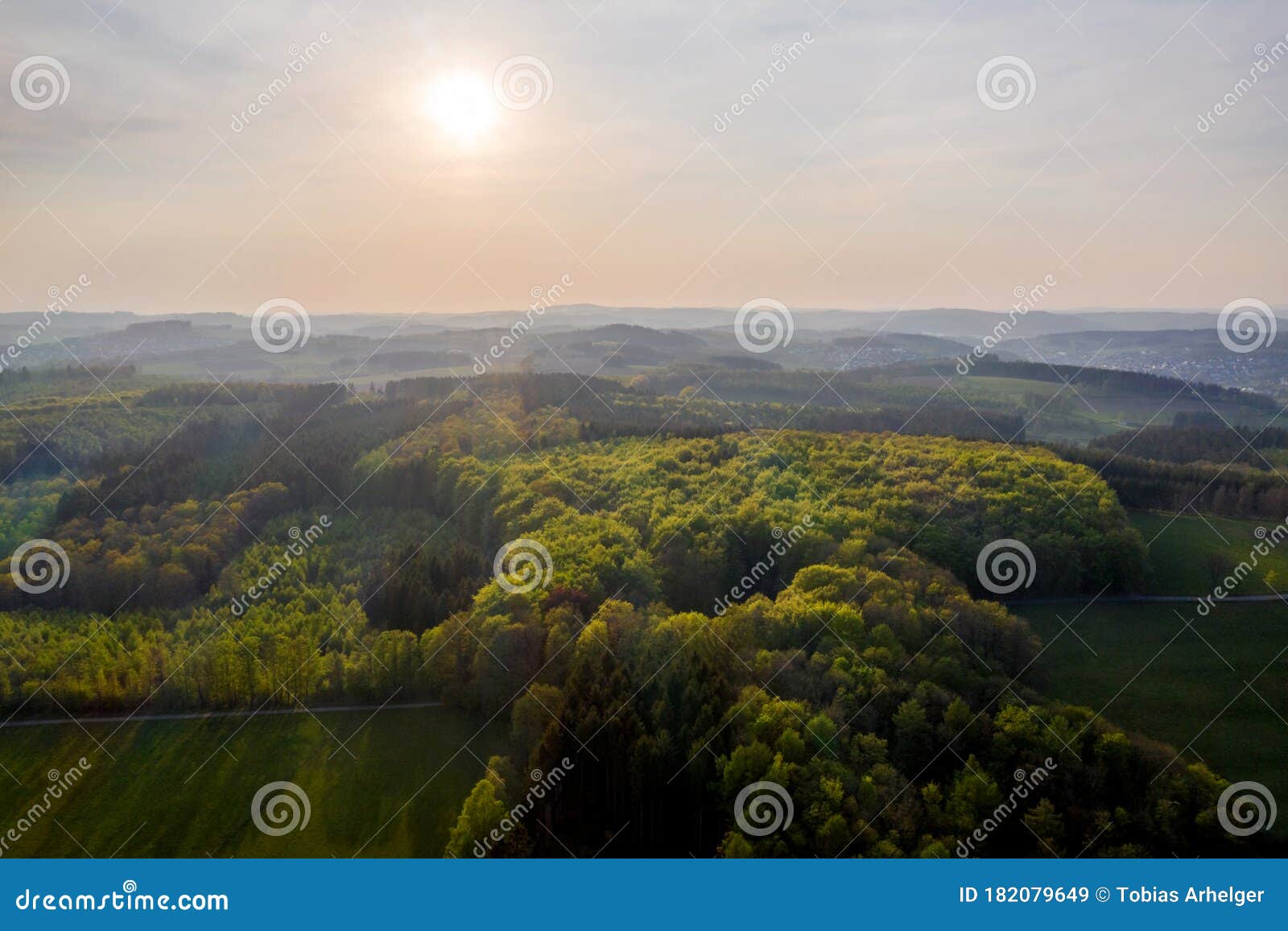 Spring Nature Landscape from Above Stock Image - Image of farm, blue ...