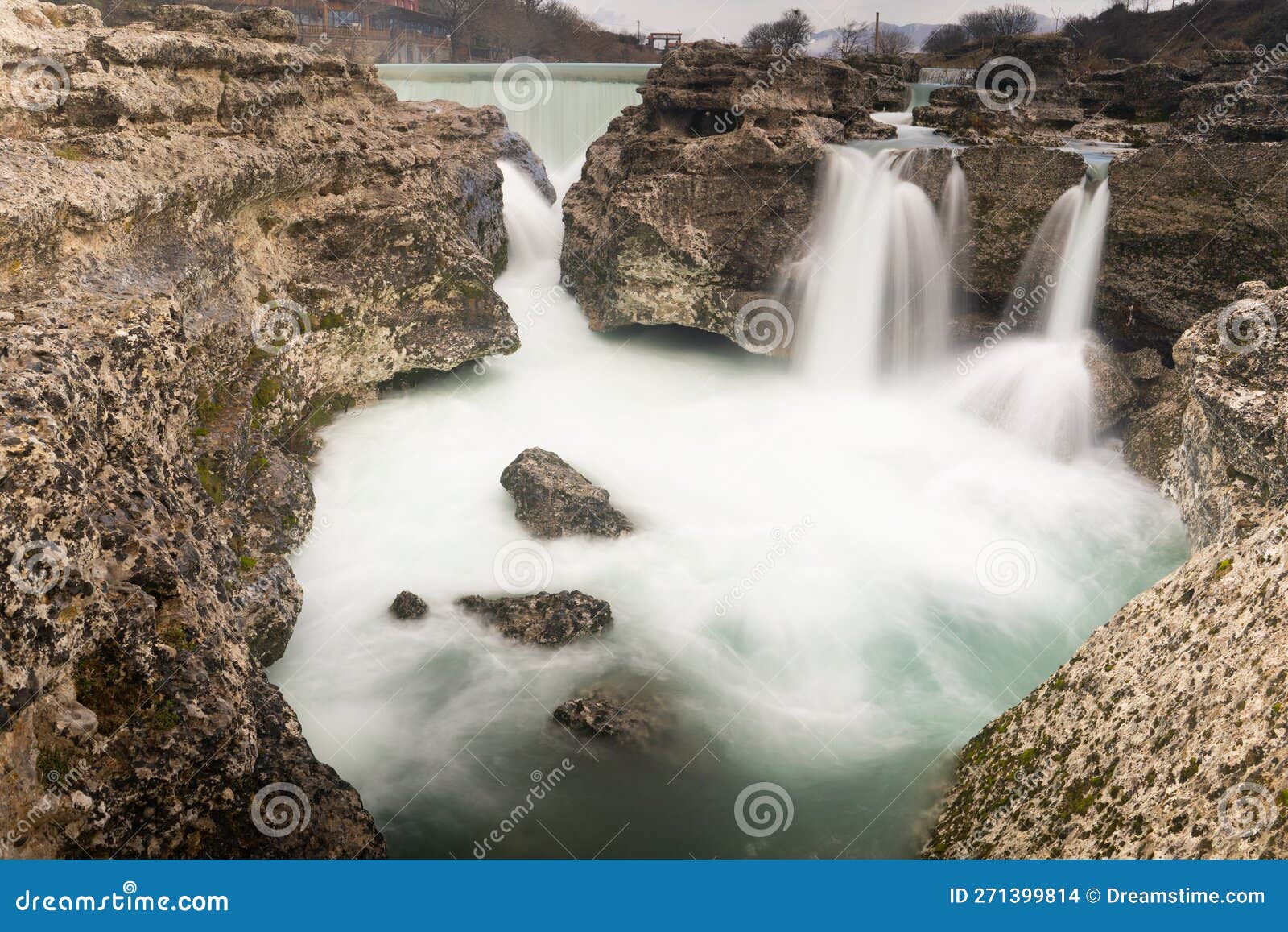 Spring Niagara Waterfall in Montenegro with Fast Water Stream Stock ...