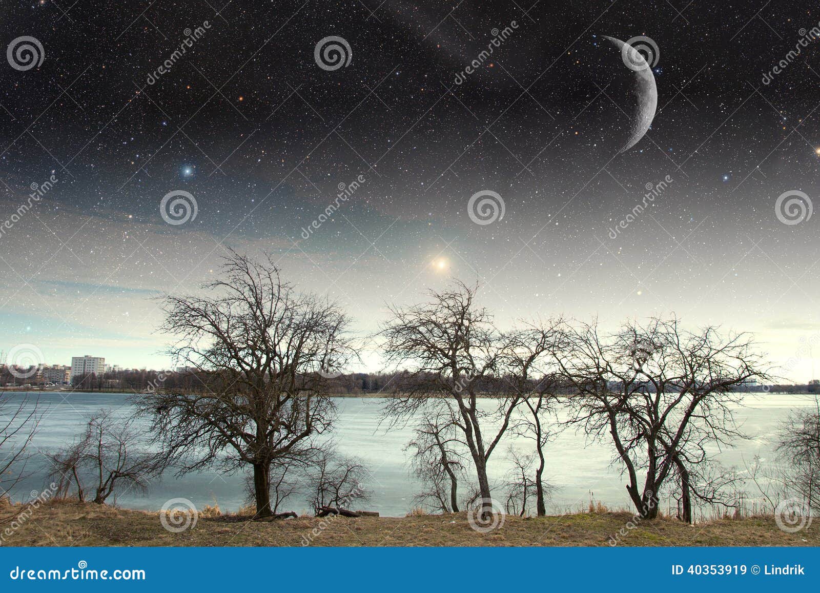 Spring night. stock image. Image of blue, ocean, abstract - 40353919