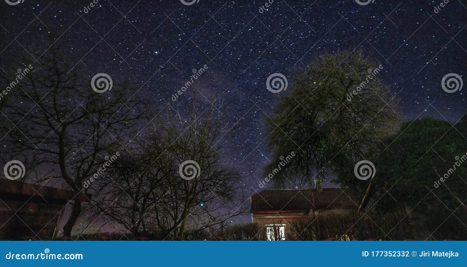 Spring Night Sky Over the Village Stock Photo - Image of stars, village ...