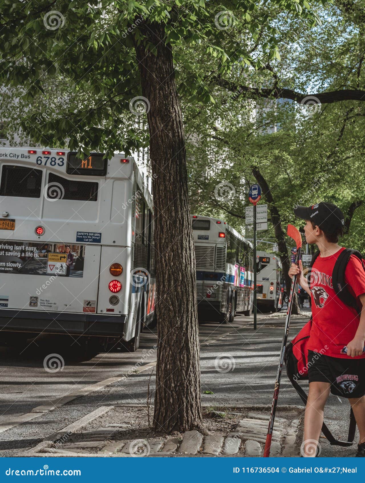 Catch the Bus editorial stock image. Image of street - 116736504