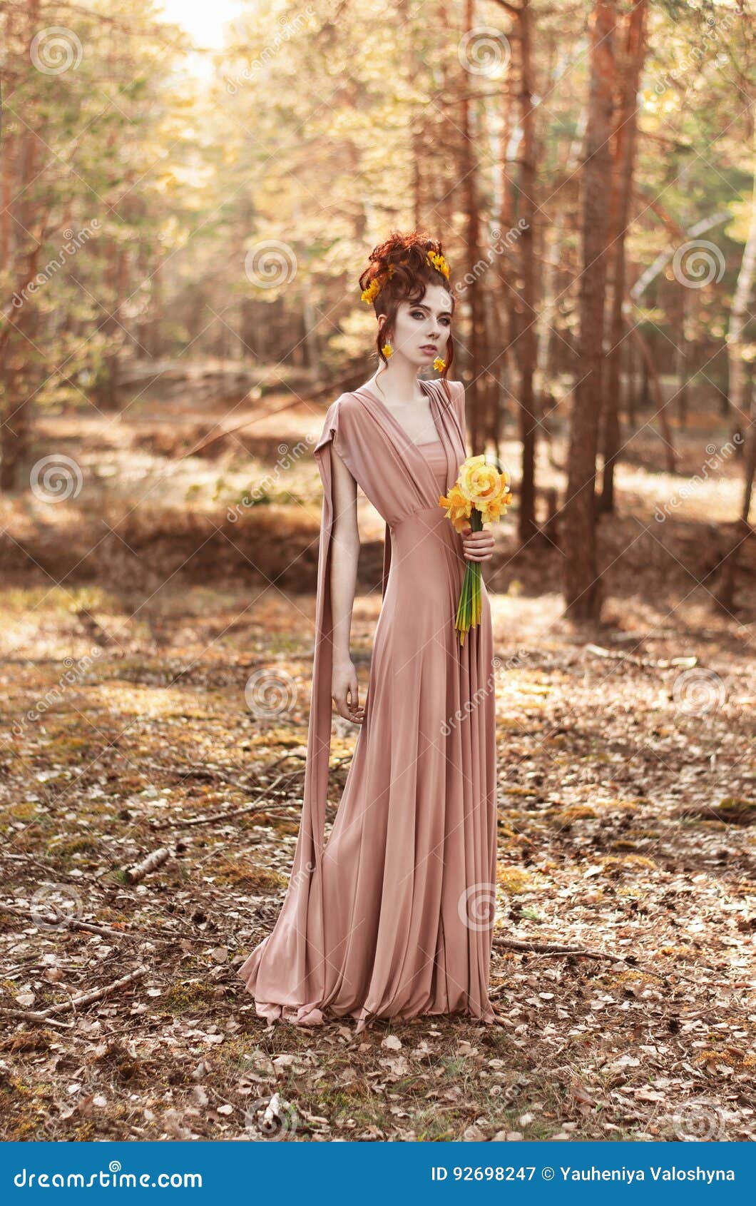 Spring nymph stock image. Image of makeup, nature, flowers - 92698247