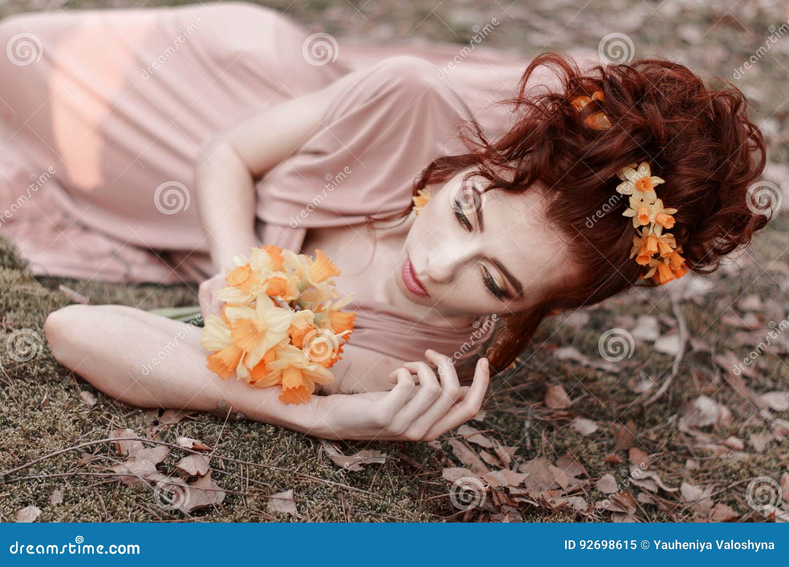 Spring nymph stock image. Image of model, autumn, beautiful - 92698615