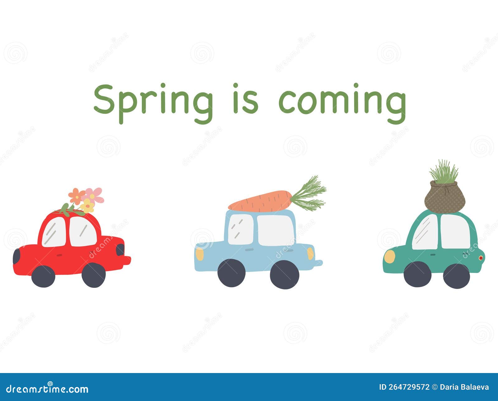 Spring Objects on Hand Drawn Cars Stock Vector - Illustration of travel ...