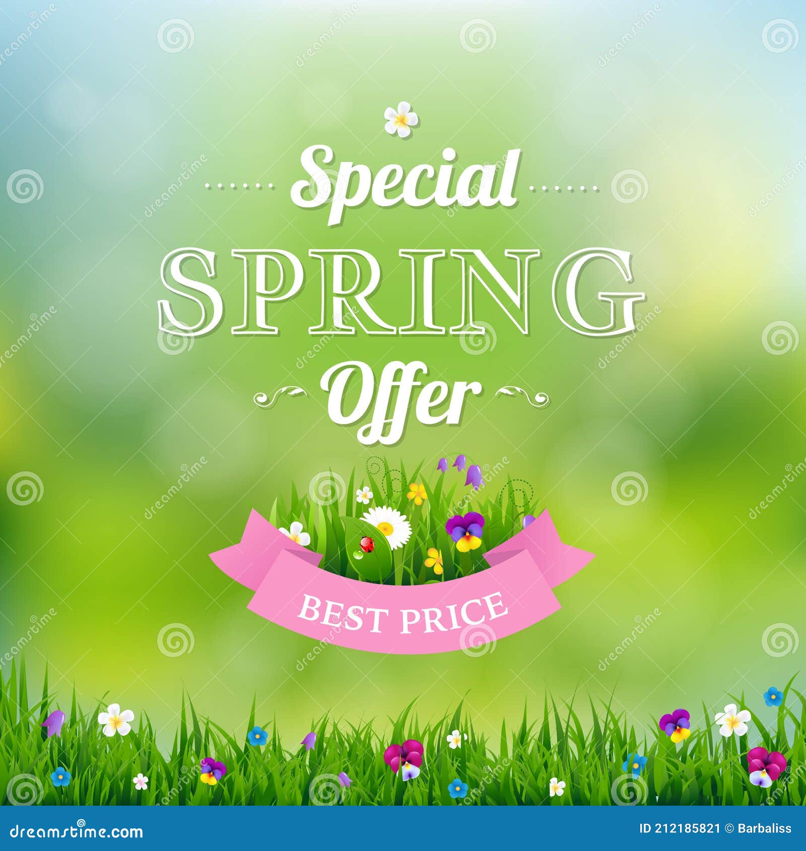 Spring Offer Banner stock vector. Illustration of objects - 212185821