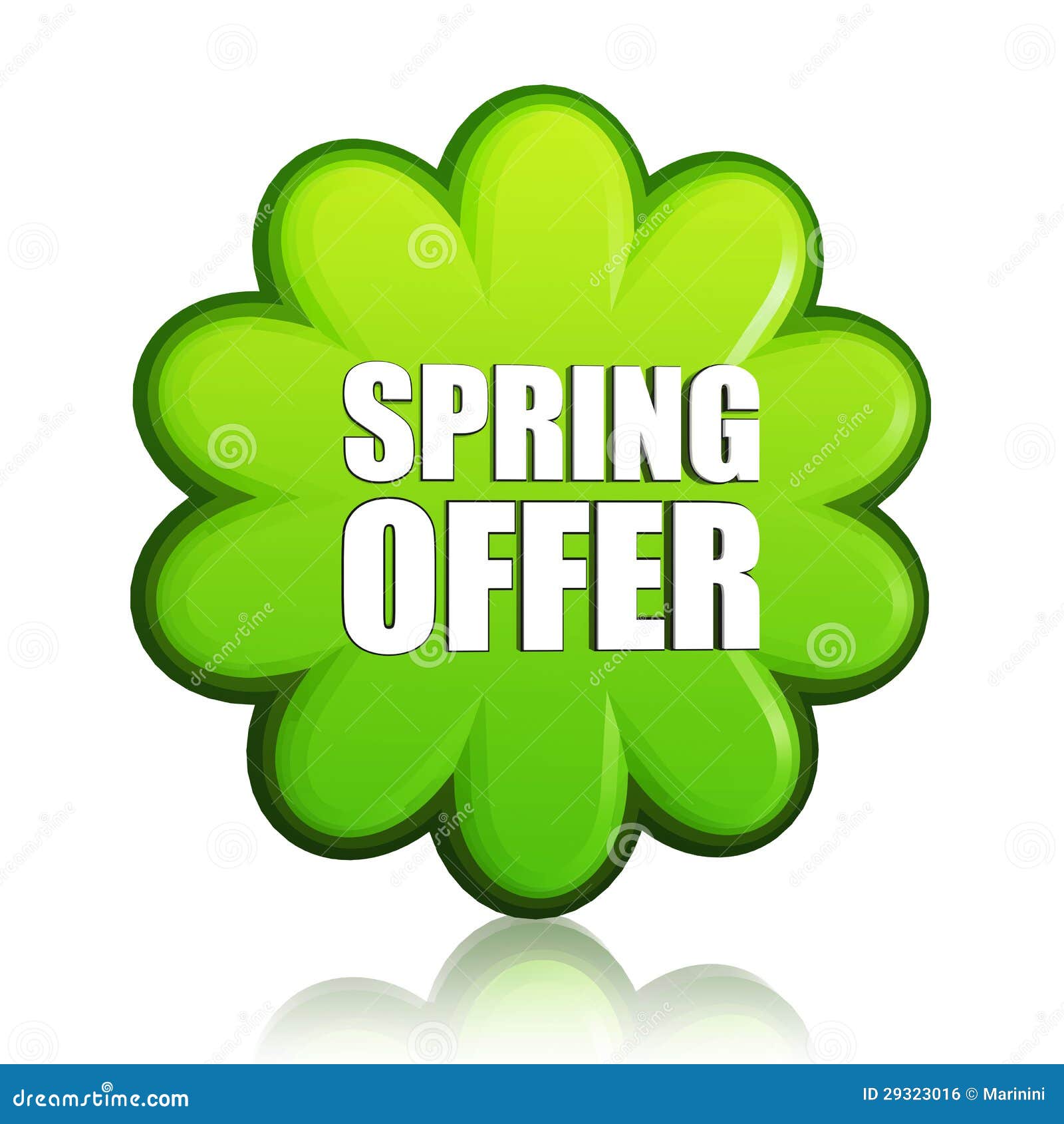 Spring Offer Green Flower Label Stock Illustration - Illustration of ...