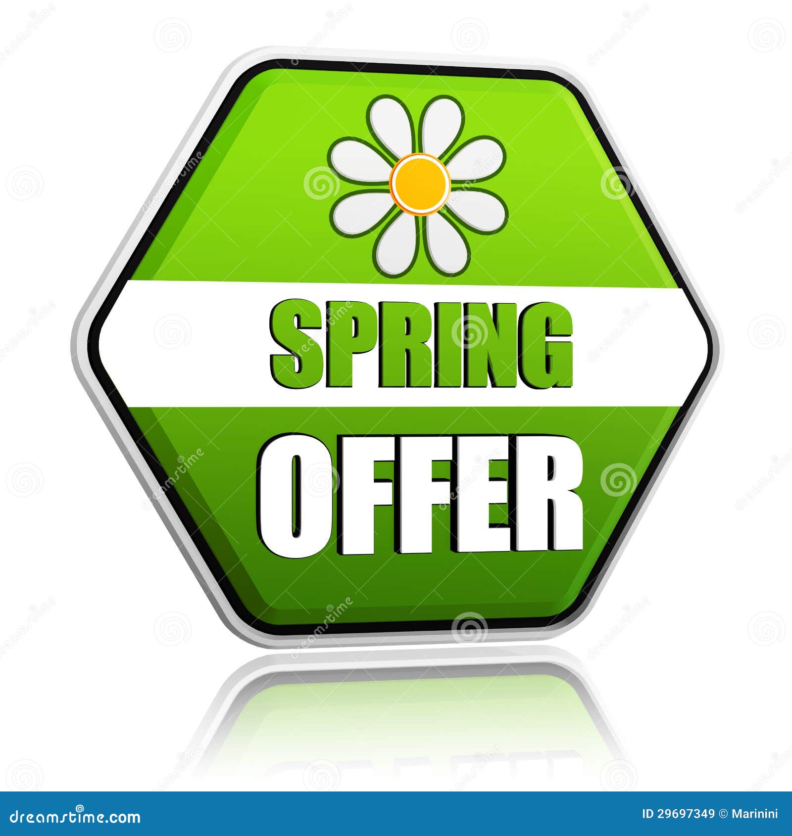 Spring Offer Green Hexagon Label with Flower Stock Illustration ...