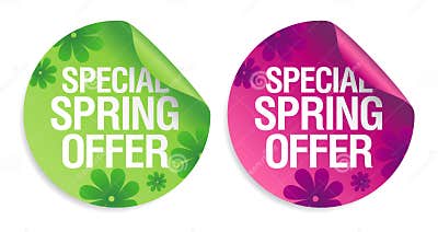 Spring offer stickers. stock vector. Illustration of pink - 23300127