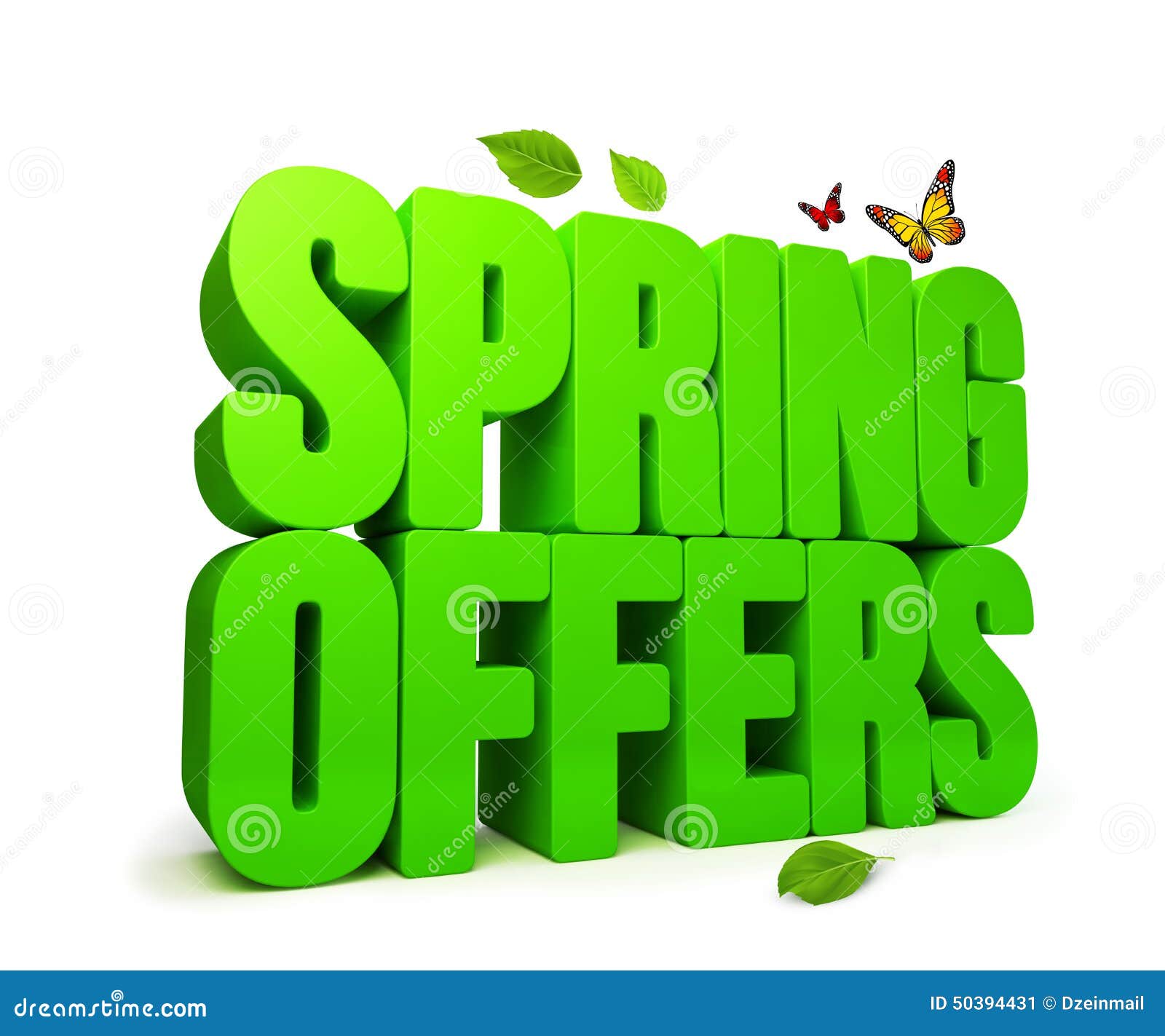 Spring Offers Green 3D Word Stock Illustration - Illustration of price ...