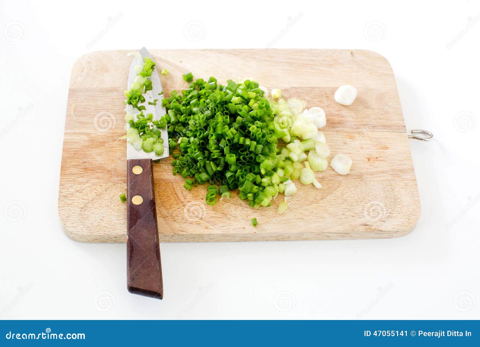 Spring Onion on Cutting Board with Knife Stock Image - Image of plant ...