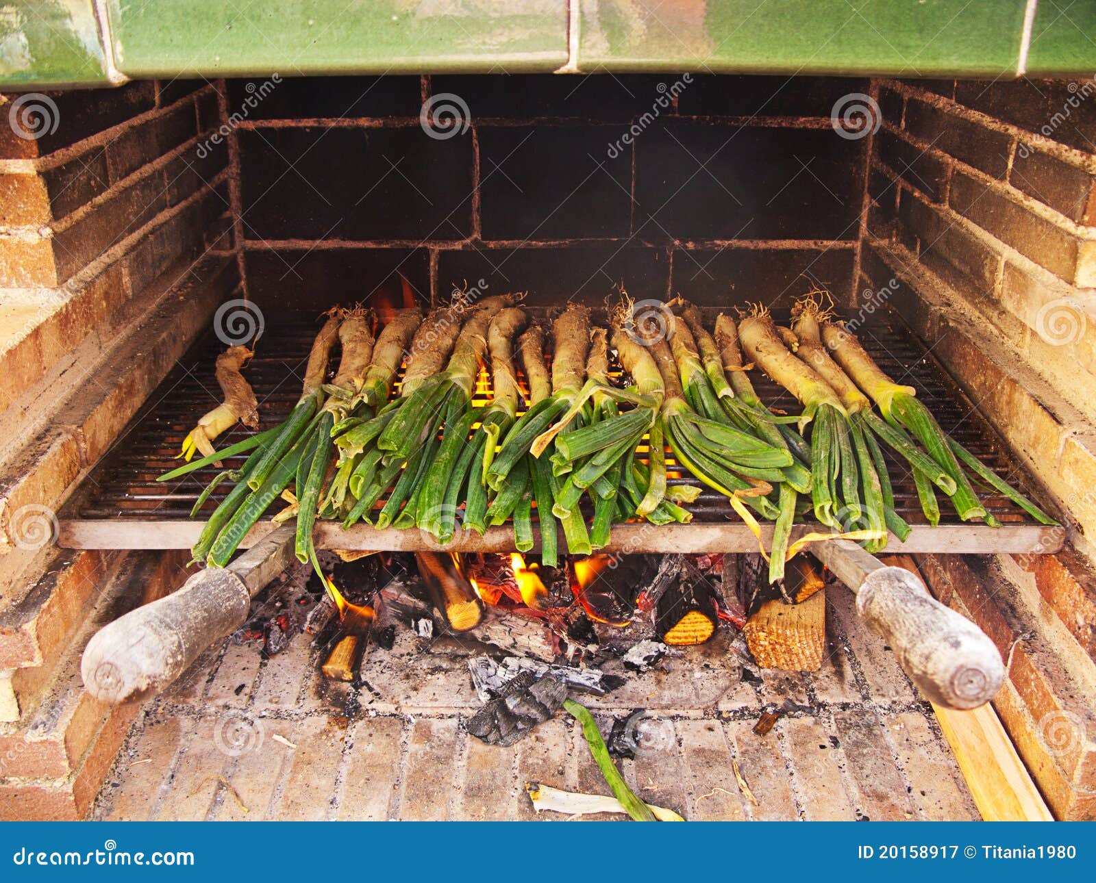 Spring Onions on the Barbecue Stock Image - Image of calsots, meal ...