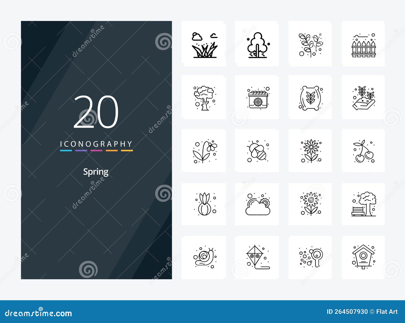 20 Spring Outline Icon for Presentation Stock Vector - Illustration of ...
