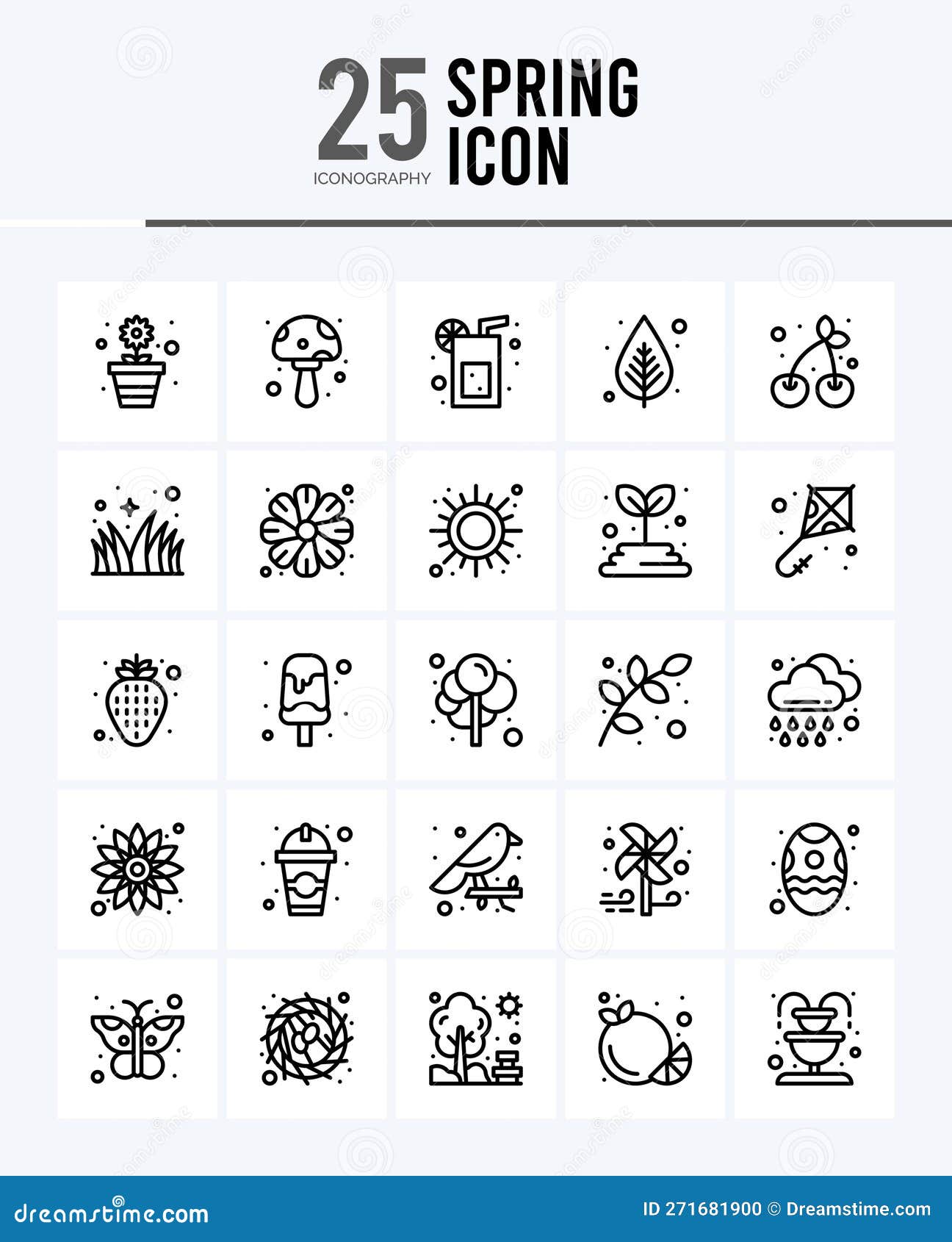 25 Spring Outline Icons Pack Vector Illustration Stock Vector ...