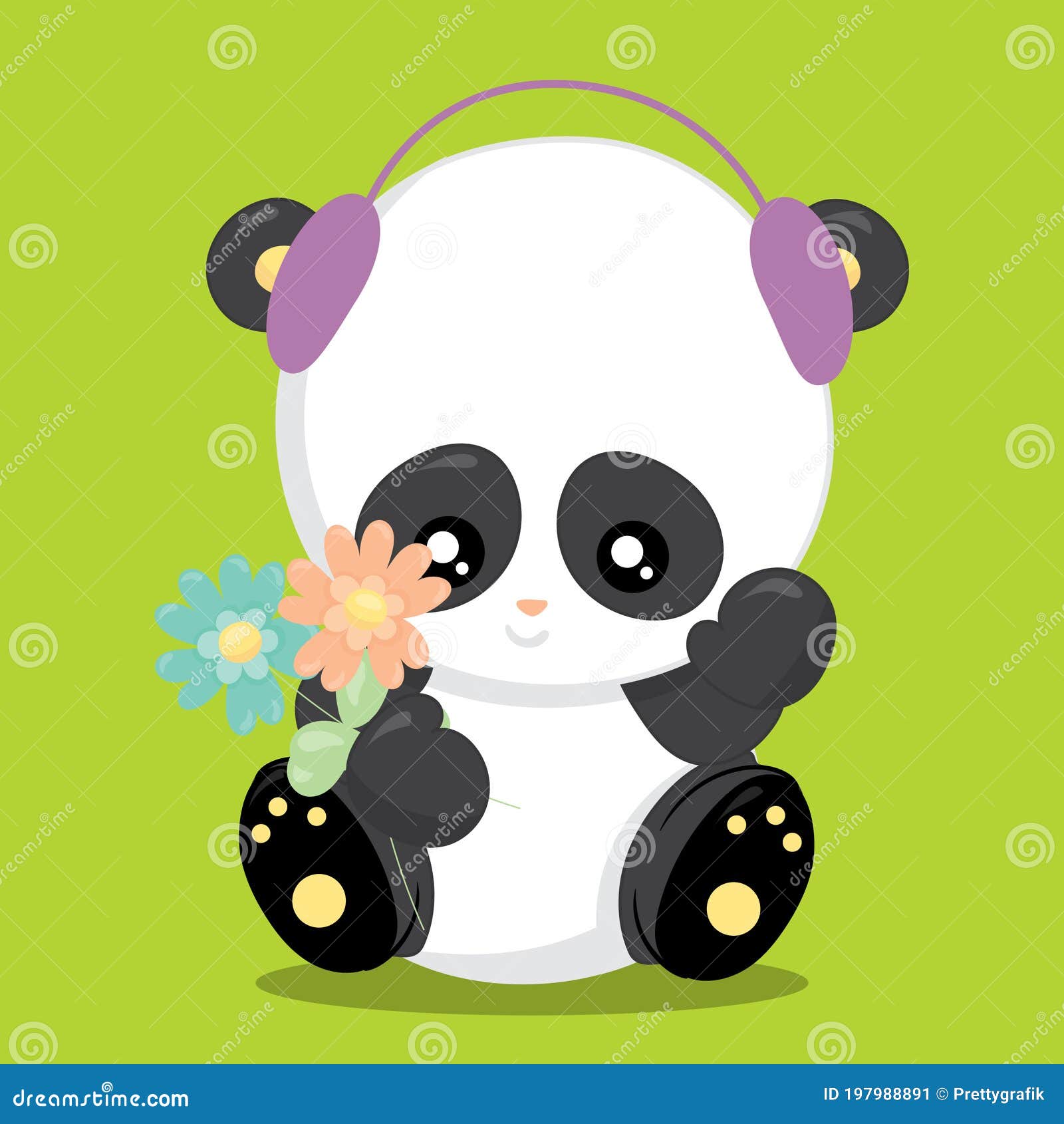 SPRING PANDA HEADSET 06 stock vector. Illustration of graphic - 197988891