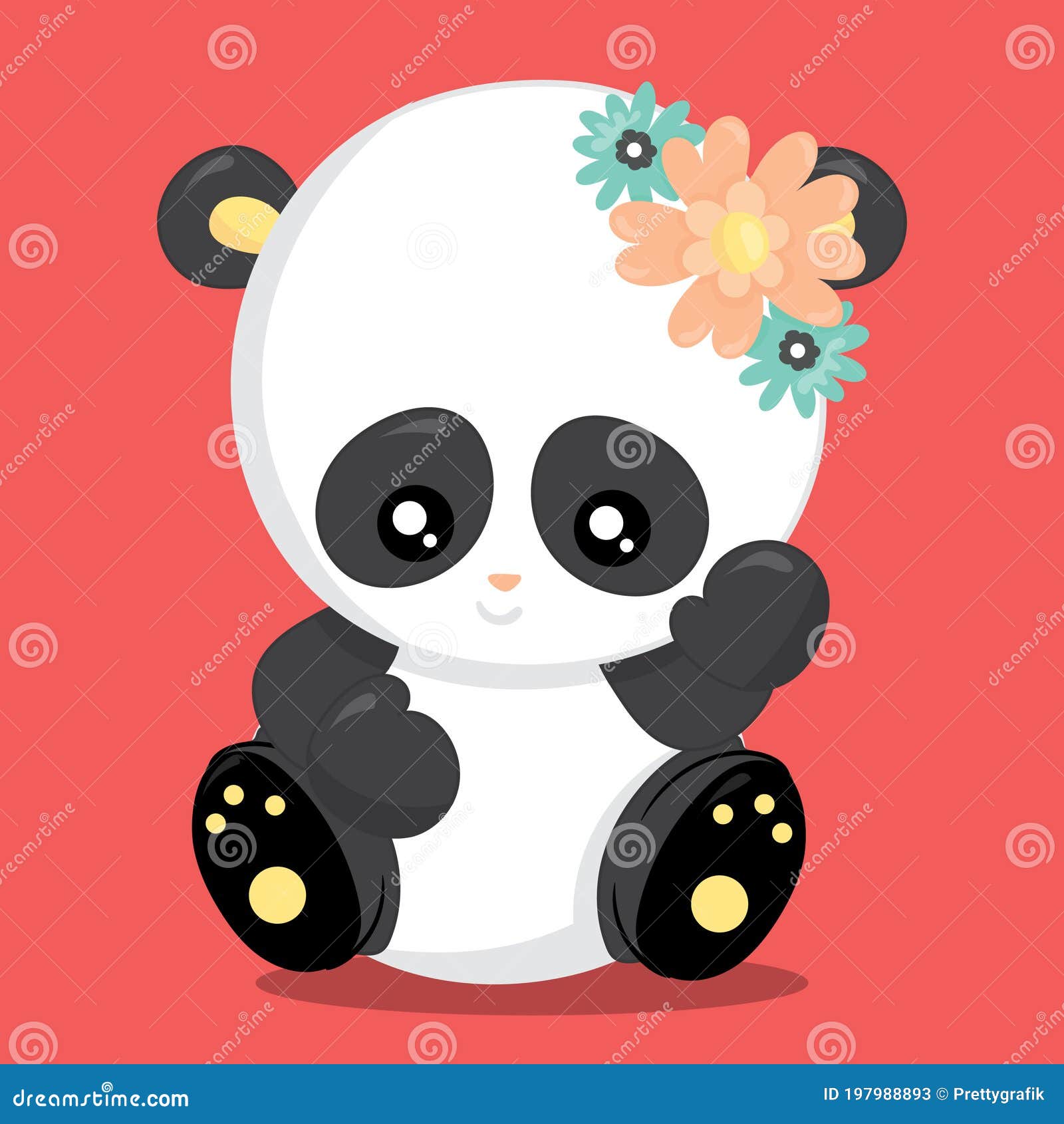SPRING PANDA SIT 01 stock vector. Illustration of vectors - 197988893