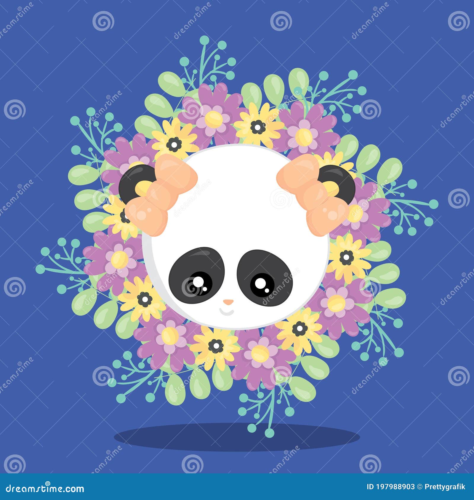 SPRING PANDA WREATH 03 stock vector. Illustration of vecto - 197988903