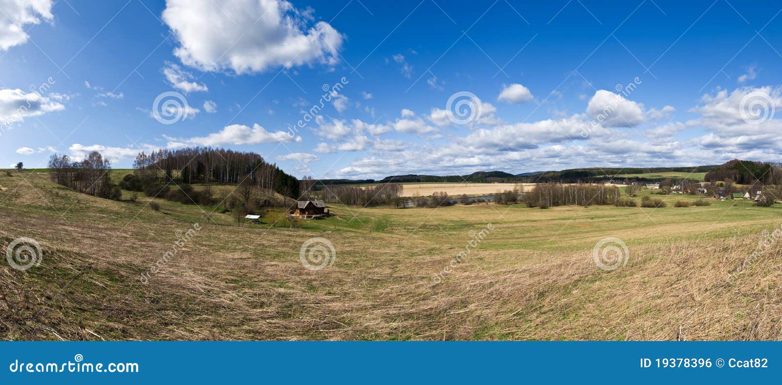 Spring panorama stock photo. Image of meadow, open, land - 19378396
