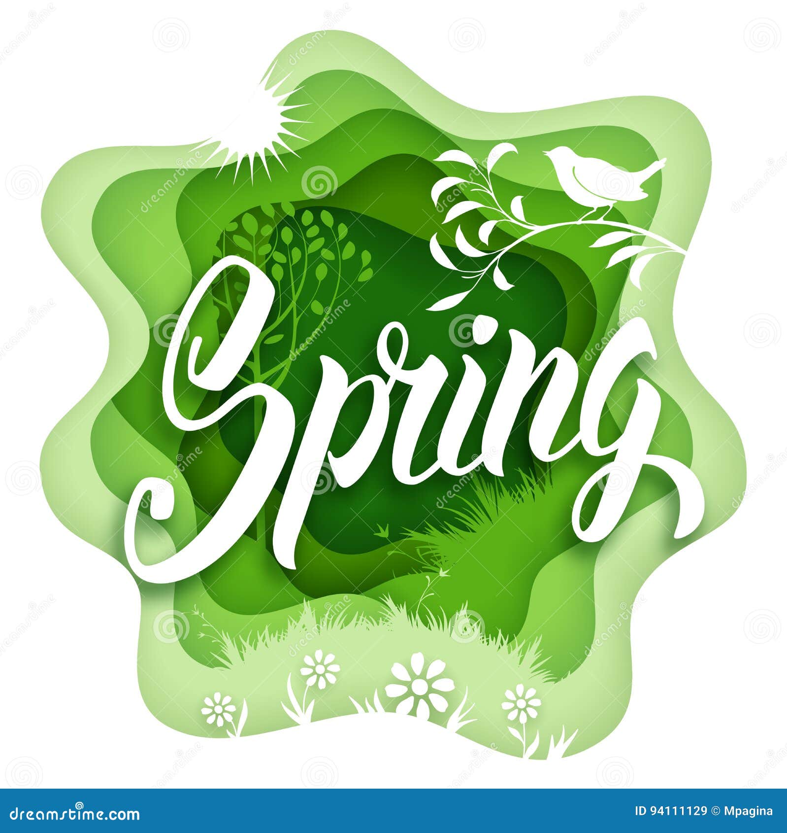 Spring paper art stock vector. Illustration of hand, label - 94111129