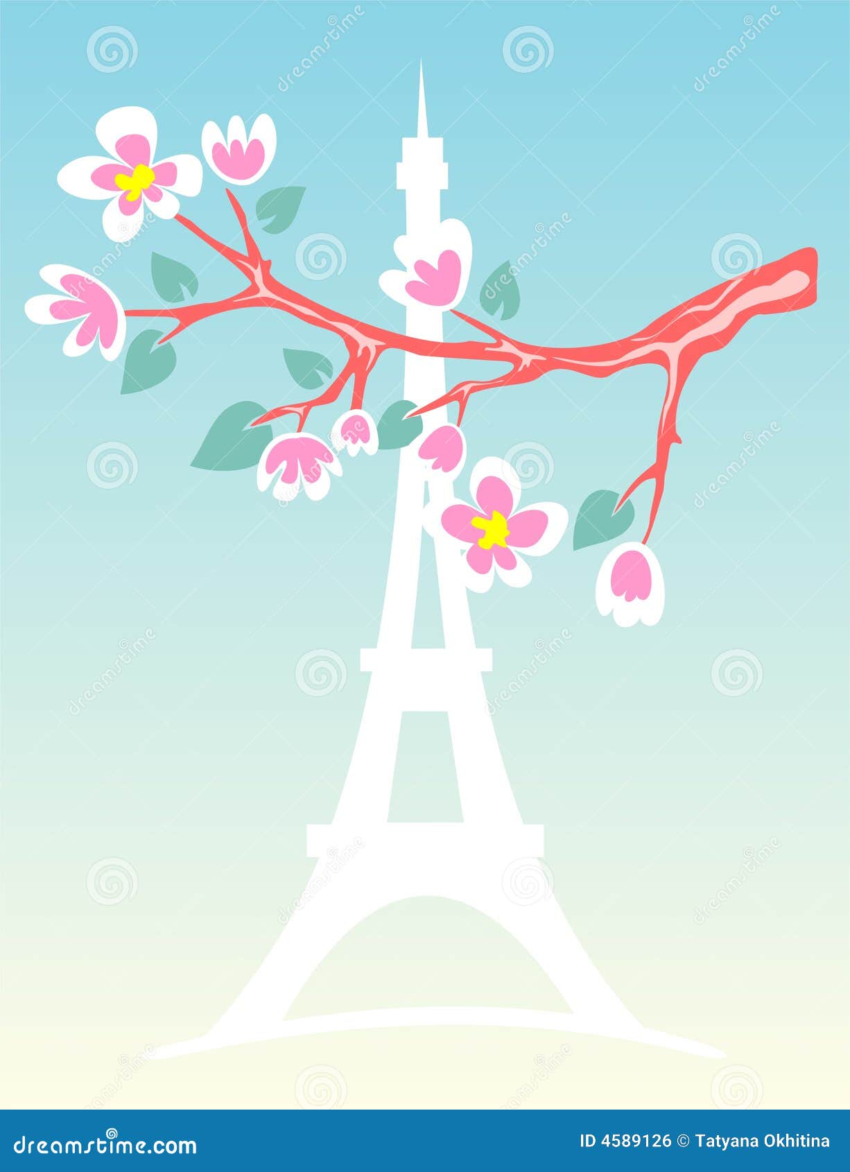 Spring in Paris stock illustration. Illustration of graceful - 4589126