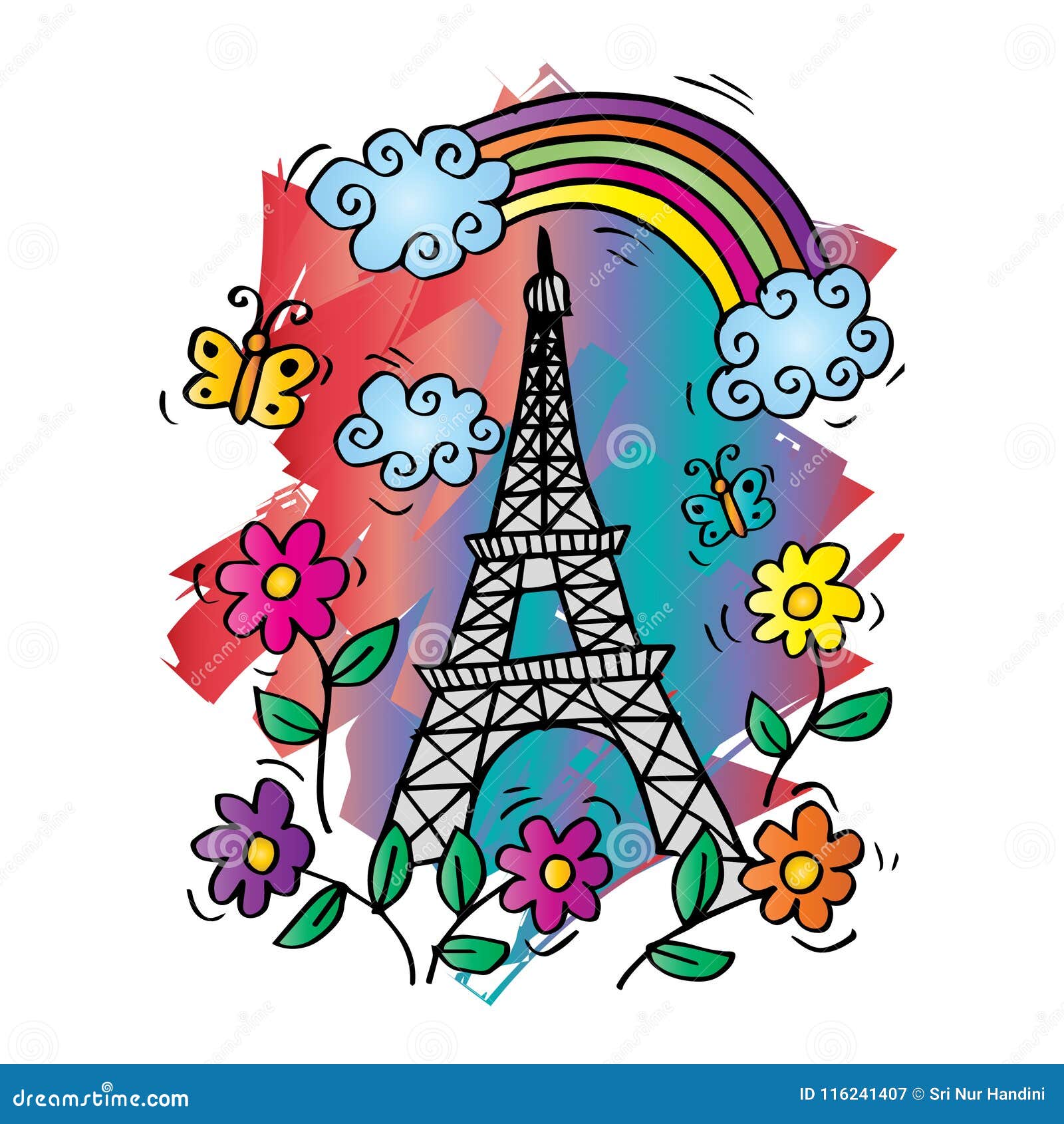 Spring Paris Card with Eiffel Tower Stock Vector - Illustration of ...