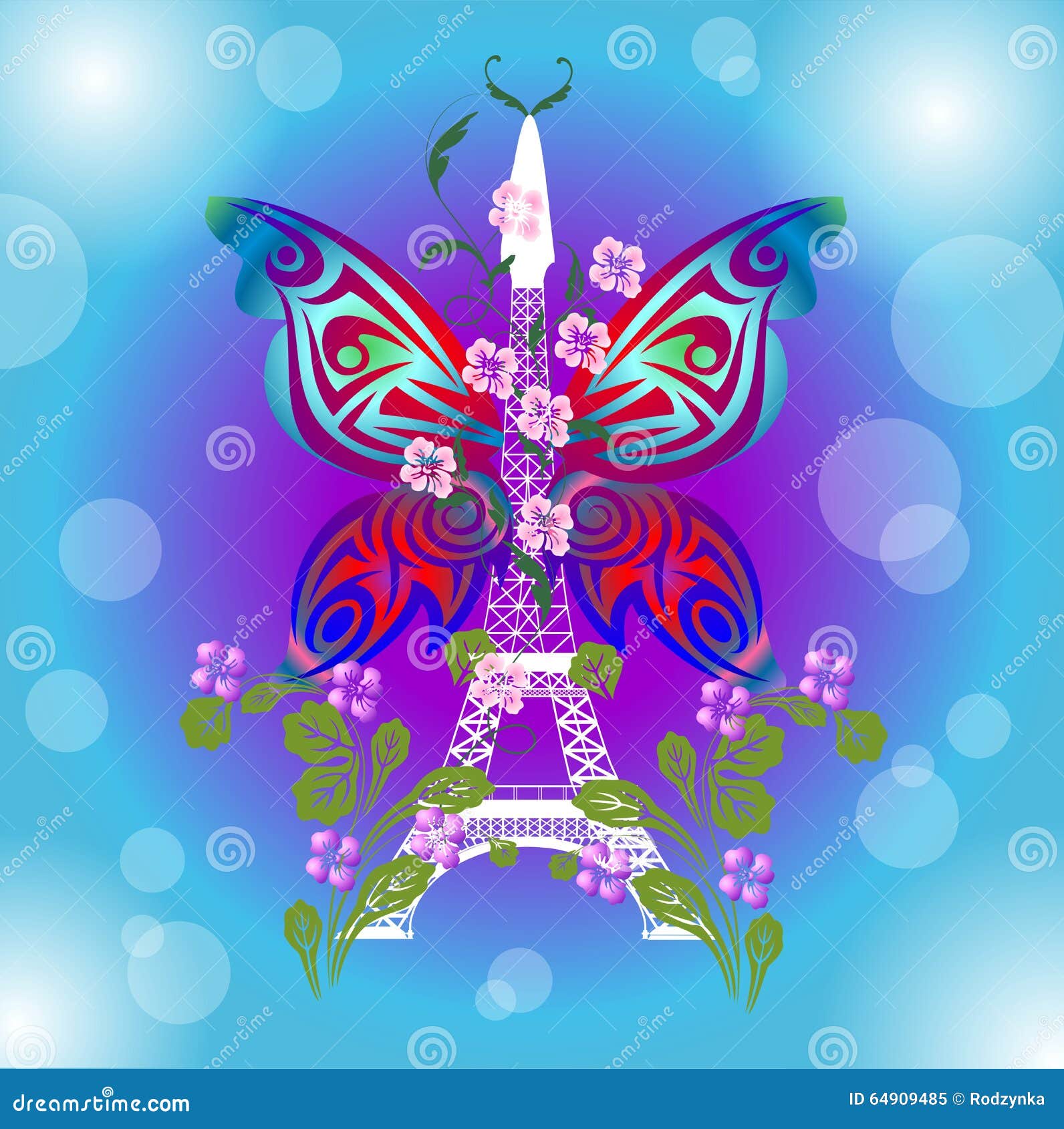 Spring in Paris stock illustration. Illustration of background - 64909485