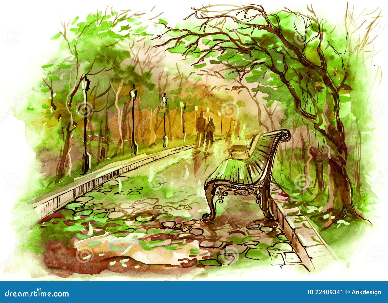 Spring park stock illustration. Illustration of lush - 22409341