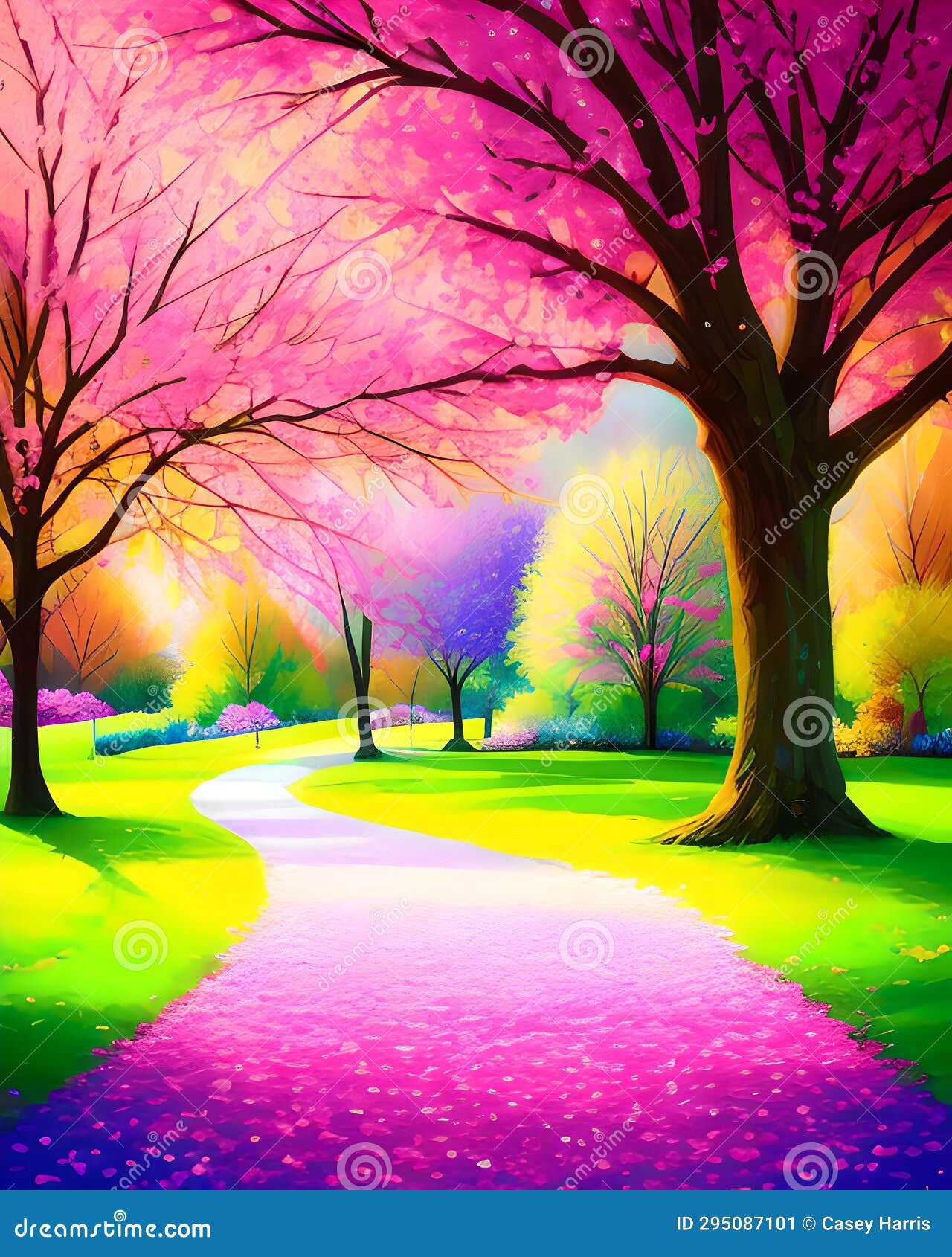 Spring in the park stock illustration. Illustration of morning - 295087101