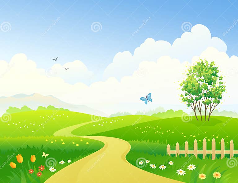 Spring pathway stock vector. Illustration of blossom - 52812866