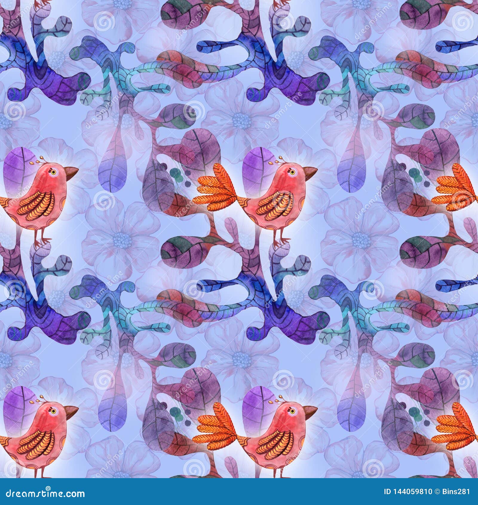 Spring pattern with bird stock illustration. Illustration of pattern ...