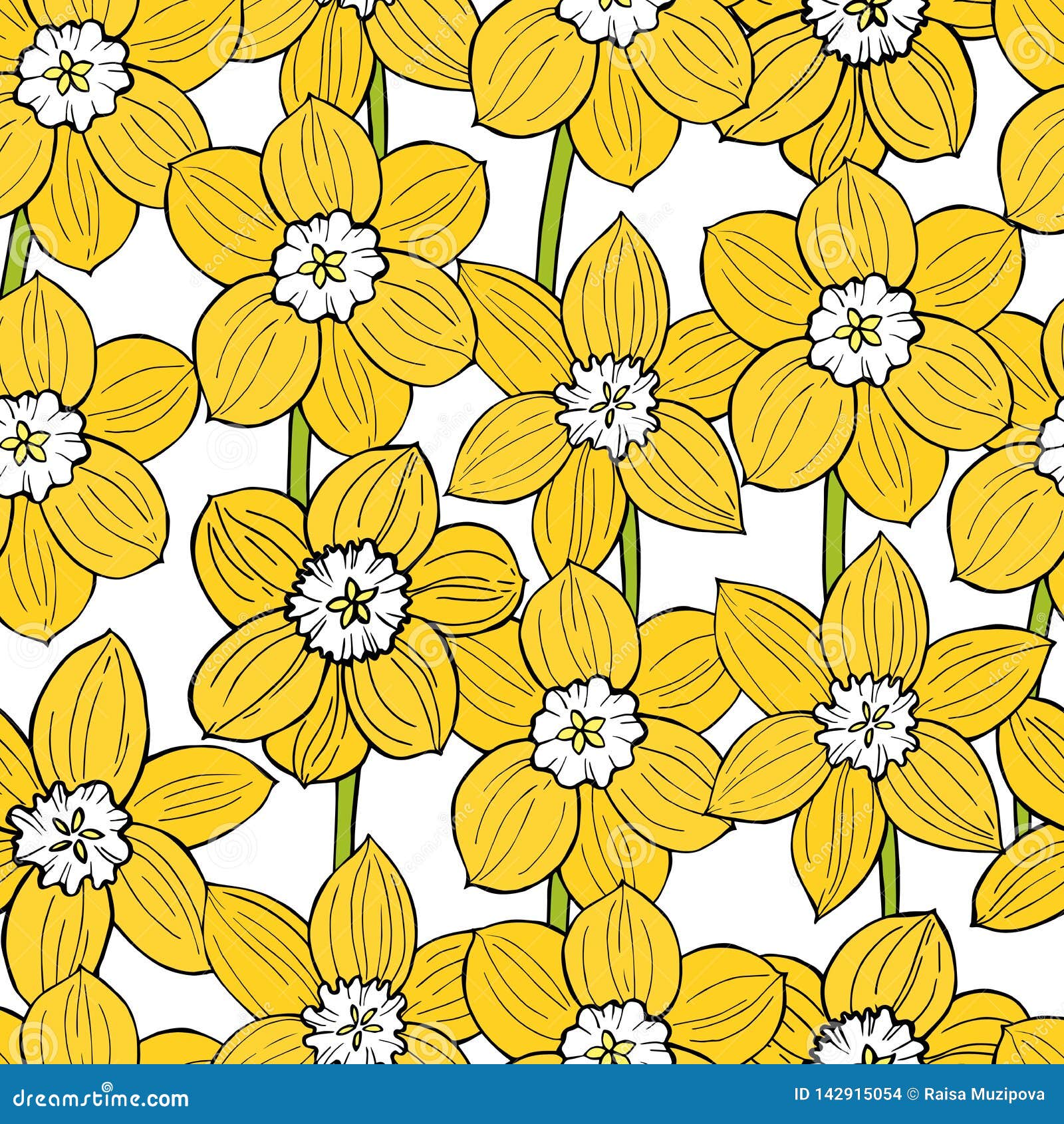 Spring Pattern with Hand Drawn Flowers. Stock Vector - Illustration of ...