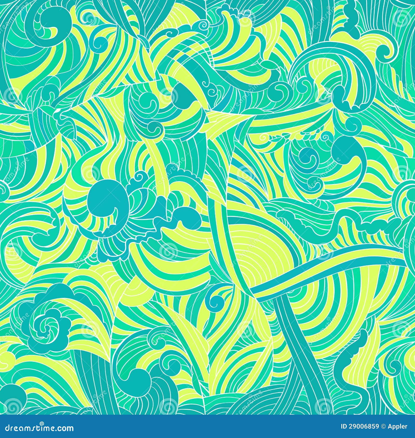 Spring Pattern with Wave Elements Stock Illustration - Illustration of ...