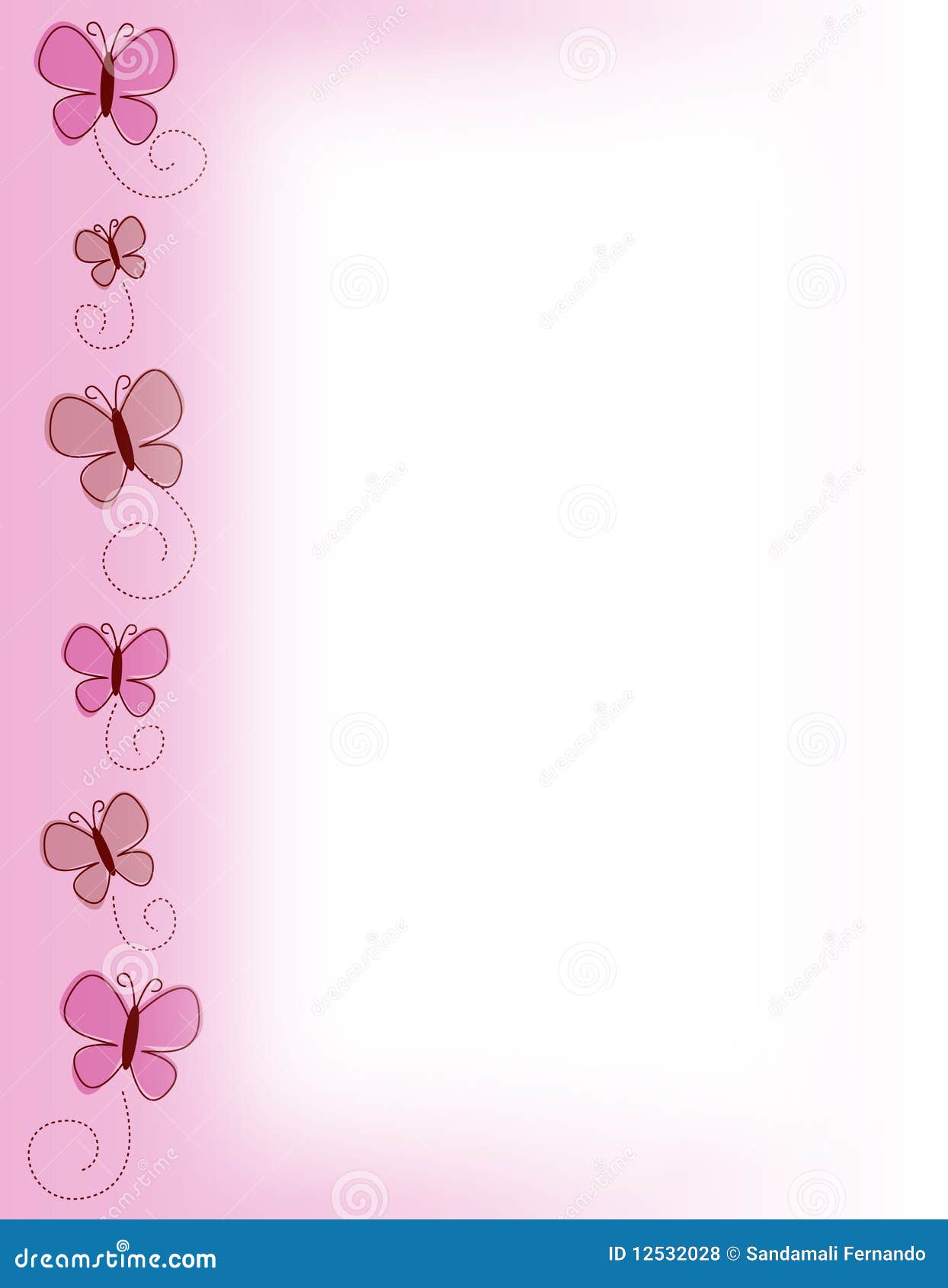 Spring Pink Butterfly Border Stock Illustration - Illustration of ...
