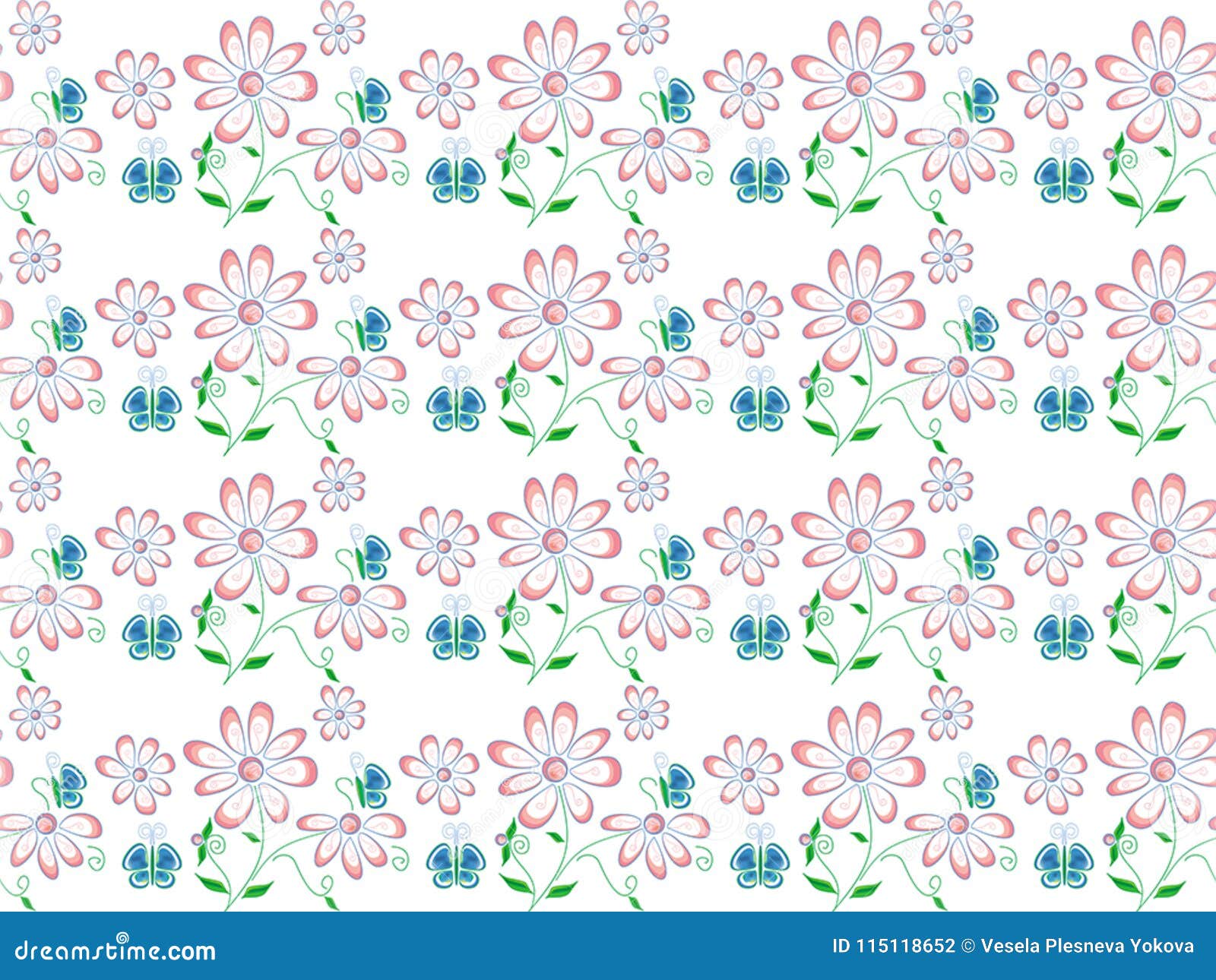 Spring Pink Flowers Decorative Pattern on White Background Stock Vector ...