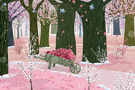 Spring pink forest stock vector. Illustration of pink - 22052222