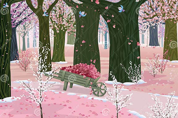 Spring pink forest stock vector. Illustration of pink - 22052222