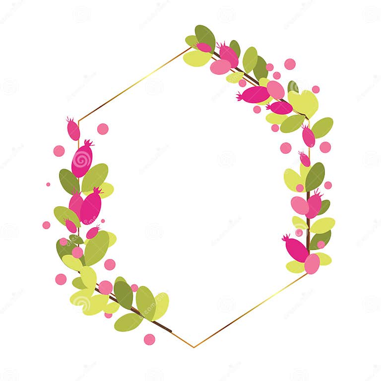 Spring Pink and Green Floral Frame. Invitation Template Stock Vector ...