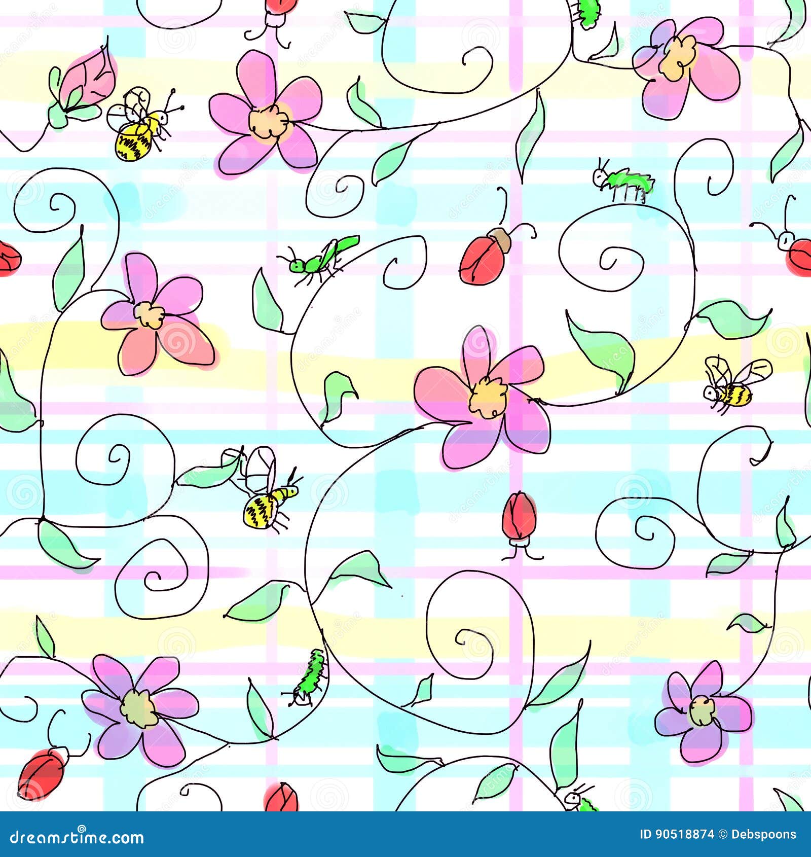 Spring plaid stock illustration. Illustration of leaves - 90518874