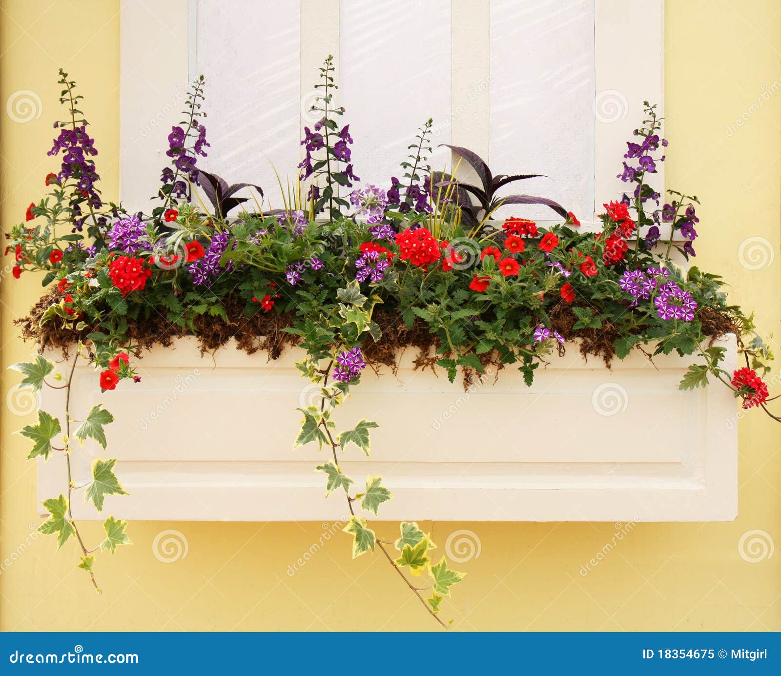 Spring Planter Outside a Window Stock Image - Image of bright ...