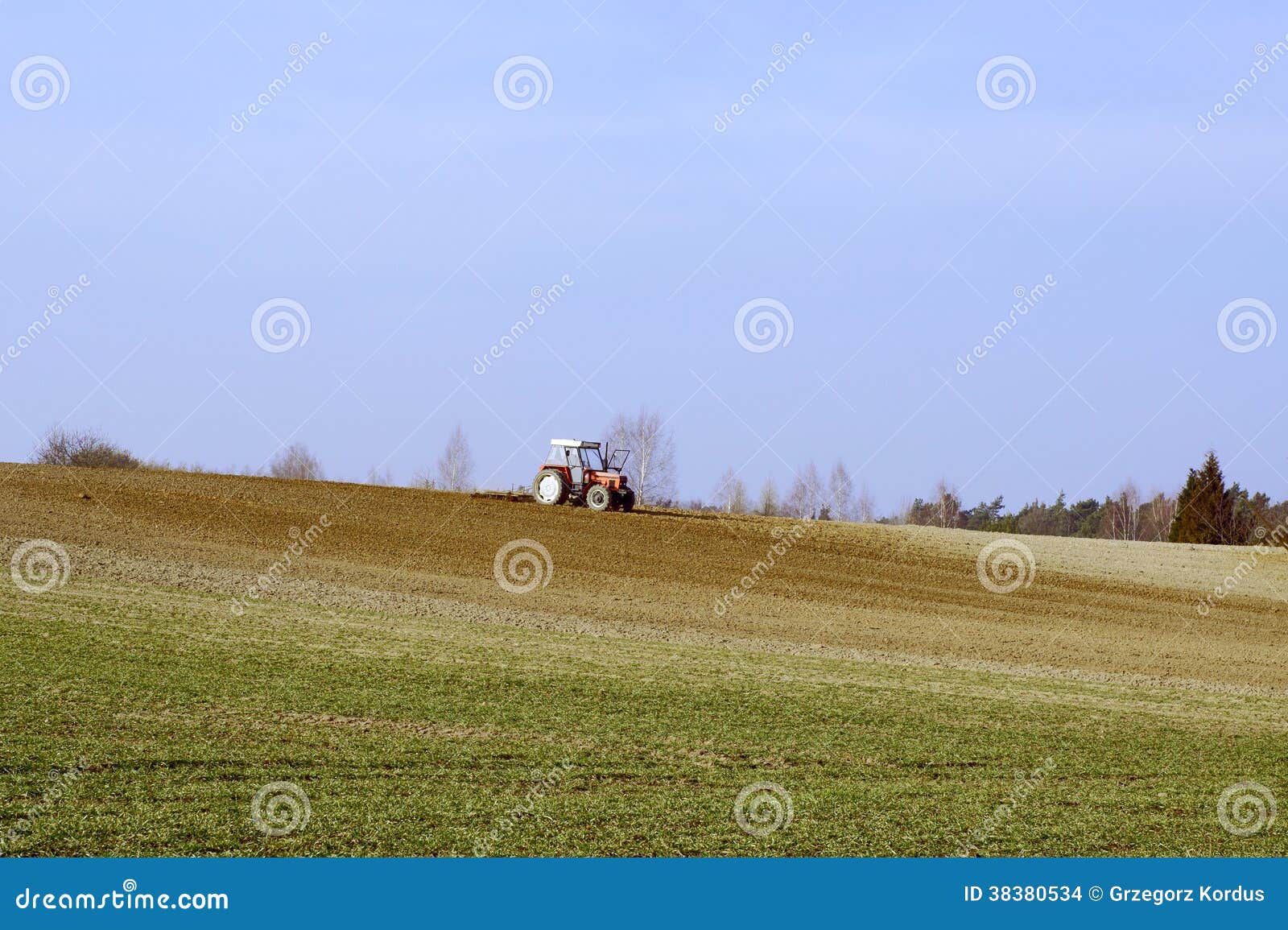 Spring plowing tractor stock photo. Image of plant, spring - 38380534