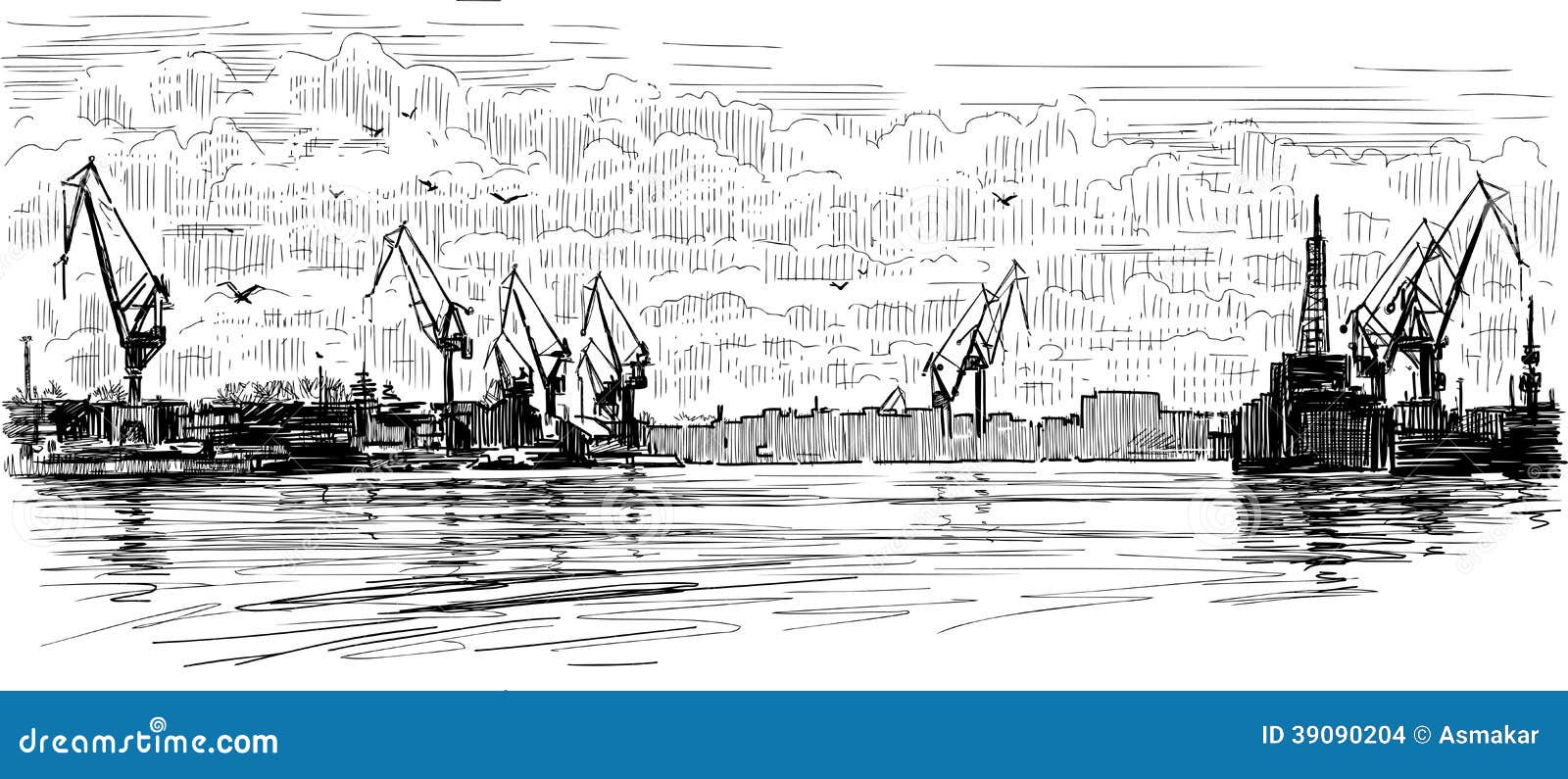 Spring in the port stock vector. Illustration of realistic - 39090204